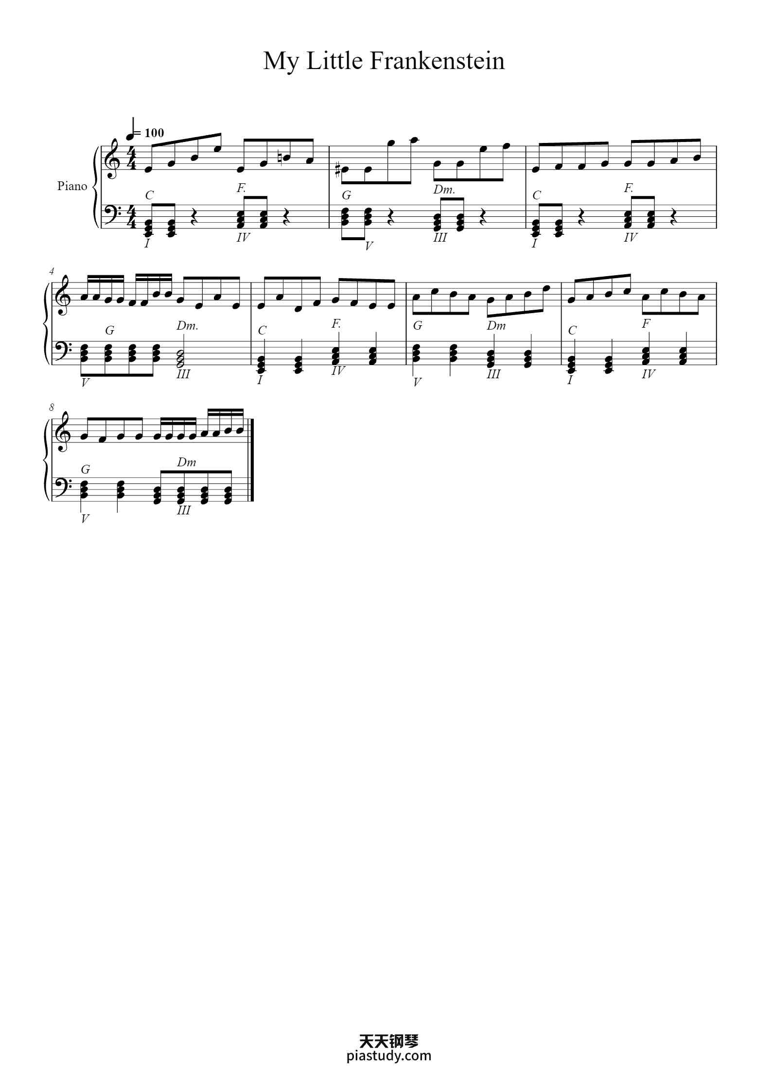 My Little Frankenstein钢琴谱 - - free piano sheet music - PiaNoproblem