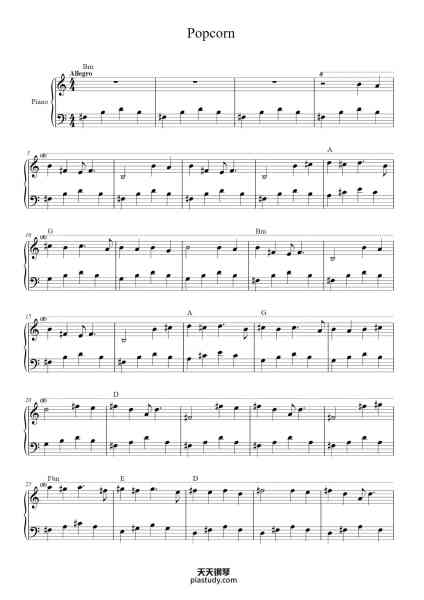 'Popcorn' - Piano Sheet Music By Hot Butter | TOPiano