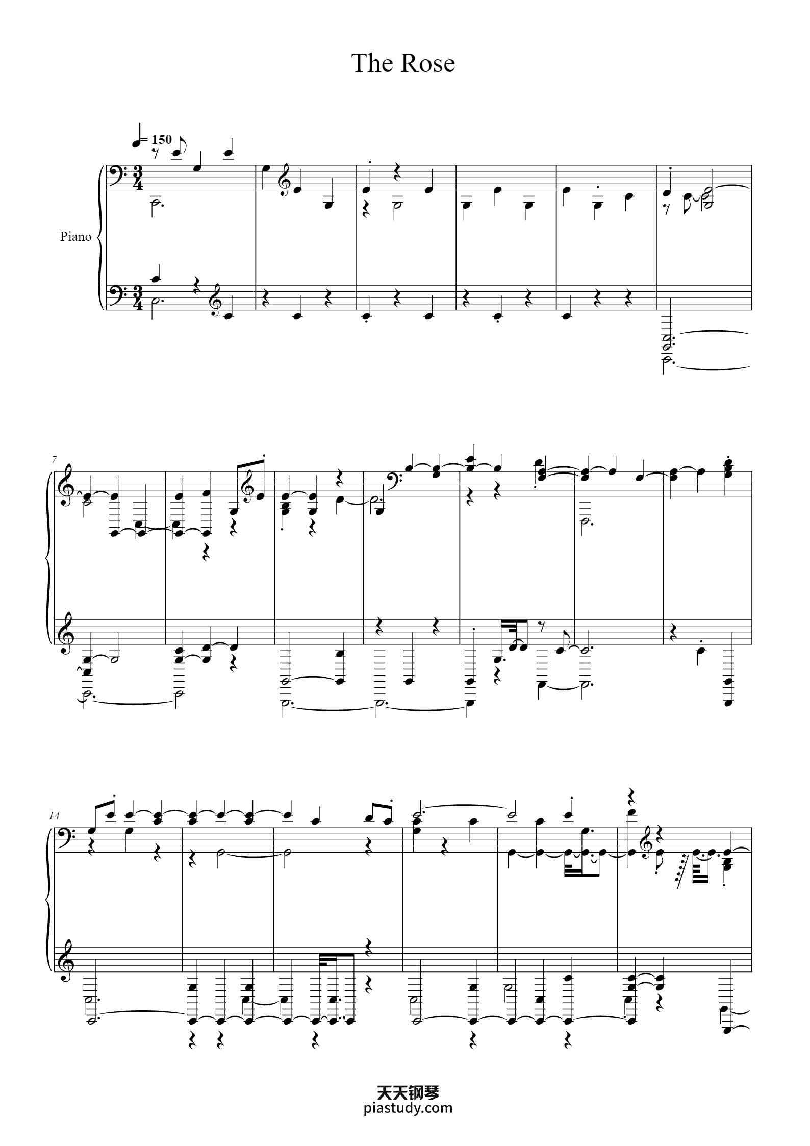'The Rose' - Piano Sheet Music By Bette Midler | TOPiano