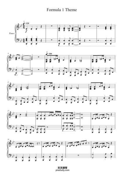 'Formula 1 Theme' - Piano Sheet Music By Brian Tyler | TOPiano