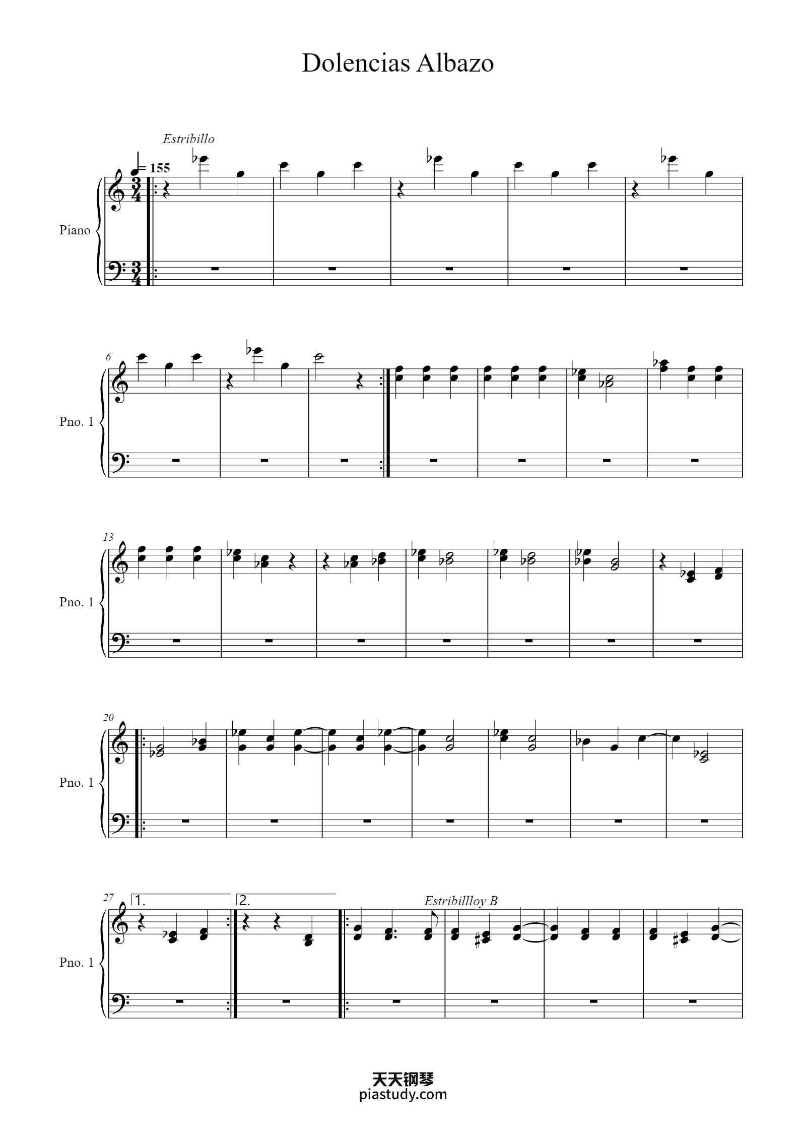 'Dolencias Albazo' - Piano Sheet Music By Victor Manuel Valencia María ...