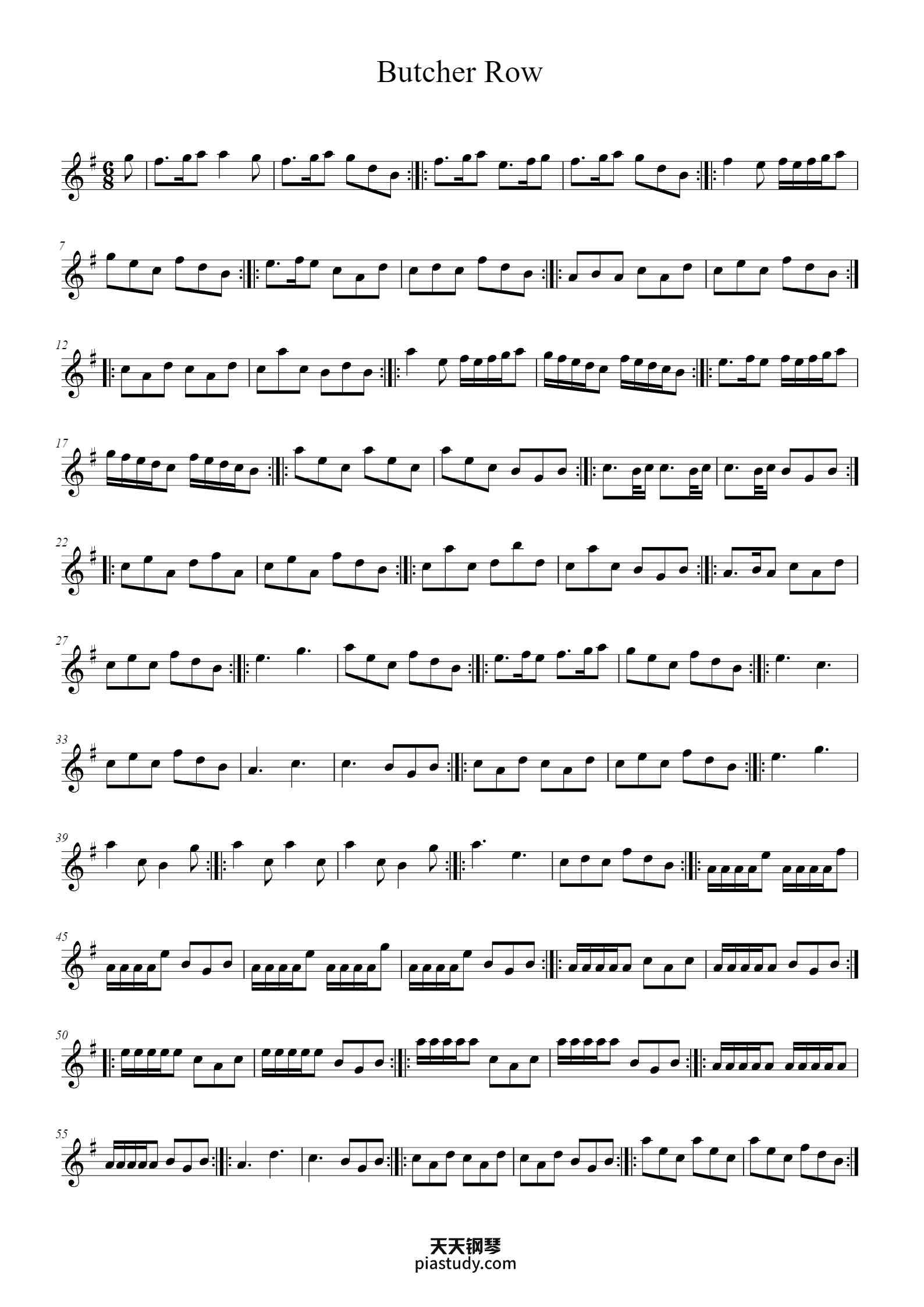 Butcher Row钢琴谱 - Julian Chambers - free piano sheet music - PiaNoproblem