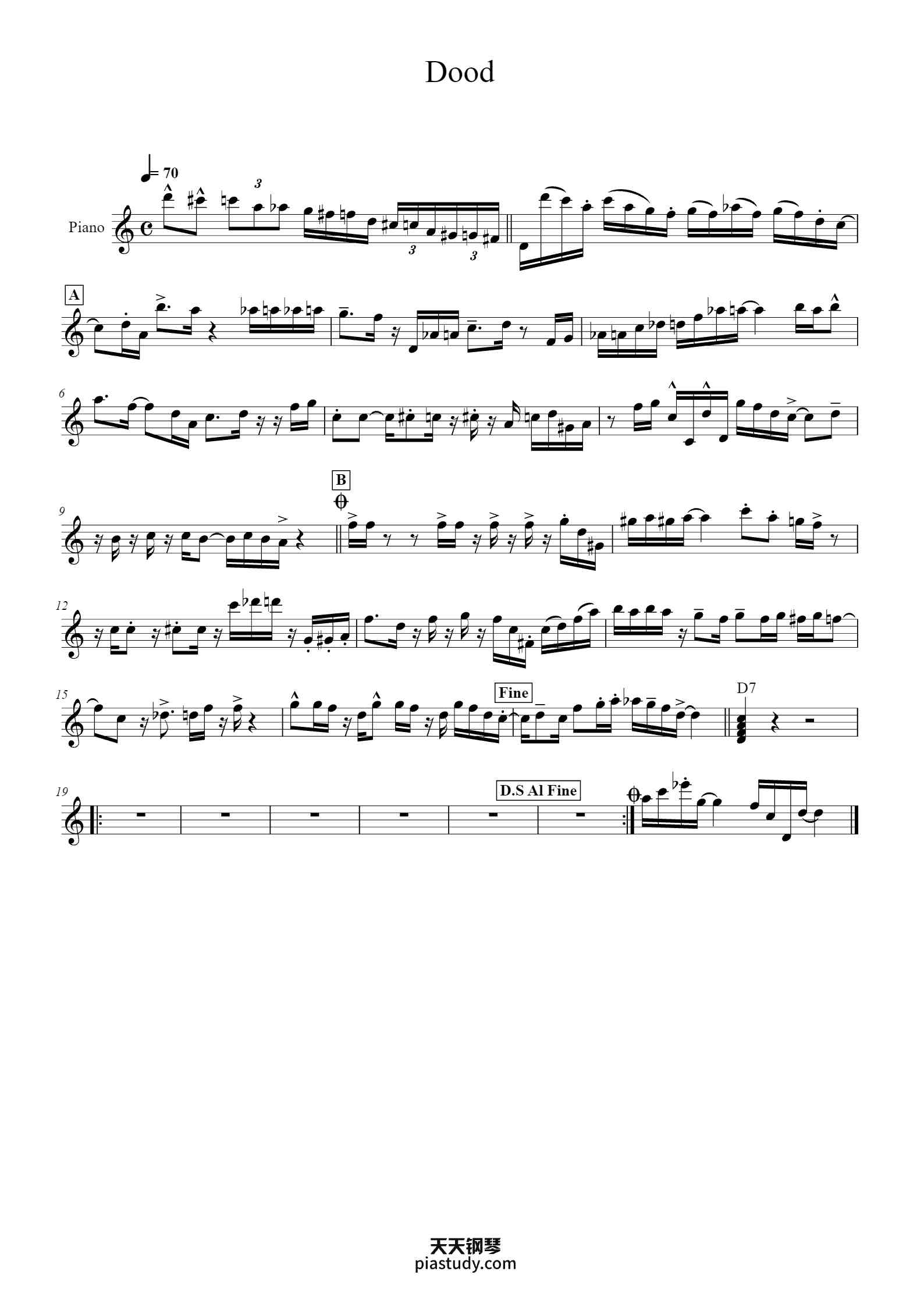 'Dood' - Piano Sheet Music By Nick Homes | TOPiano