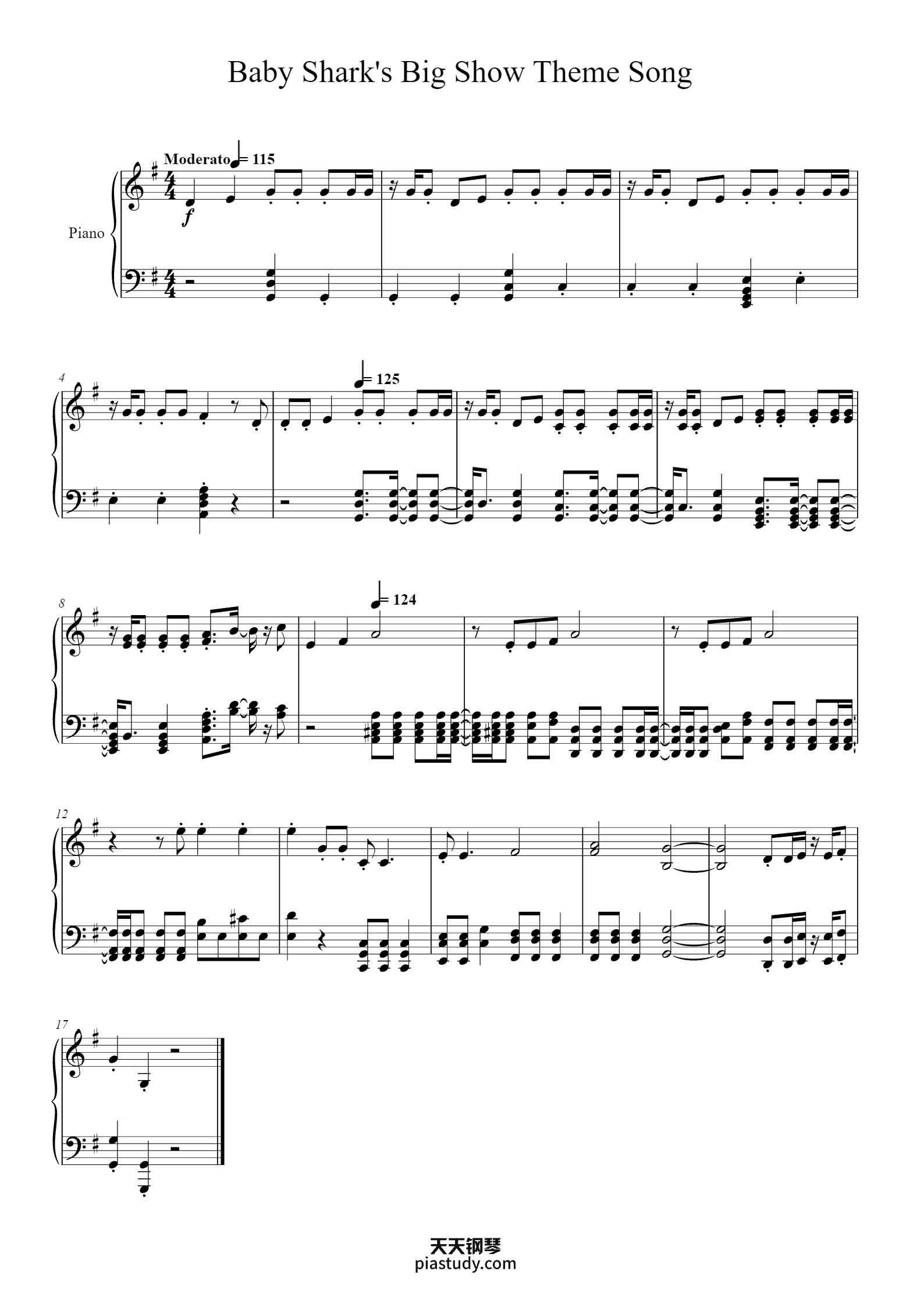 'Baby Shark's Big Show Theme Song' - Piano Sheet Music By Curchad | TOPiano