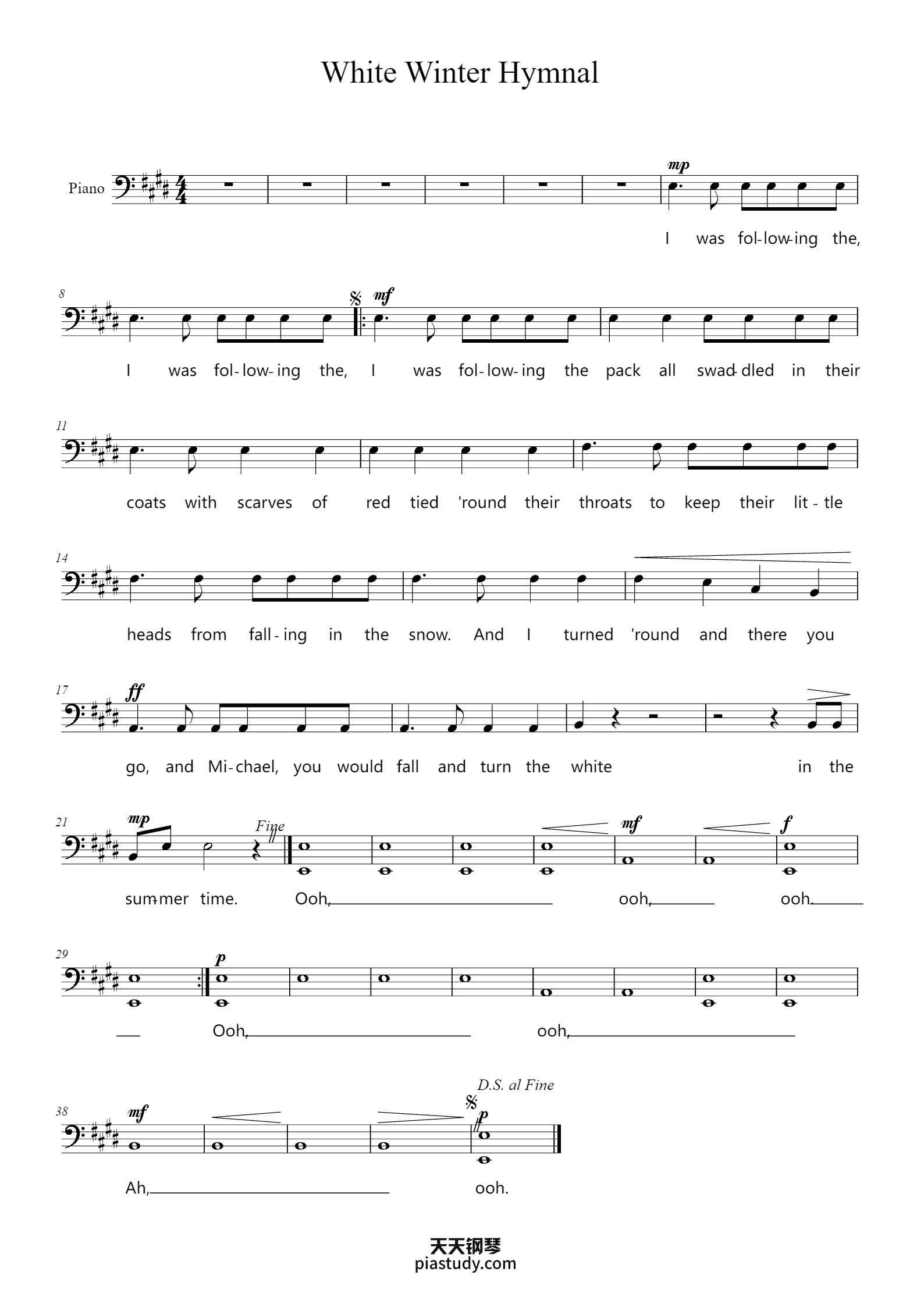 'White Winter Hymnal' - Piano Sheet Music By Madeline Miles | TOPiano