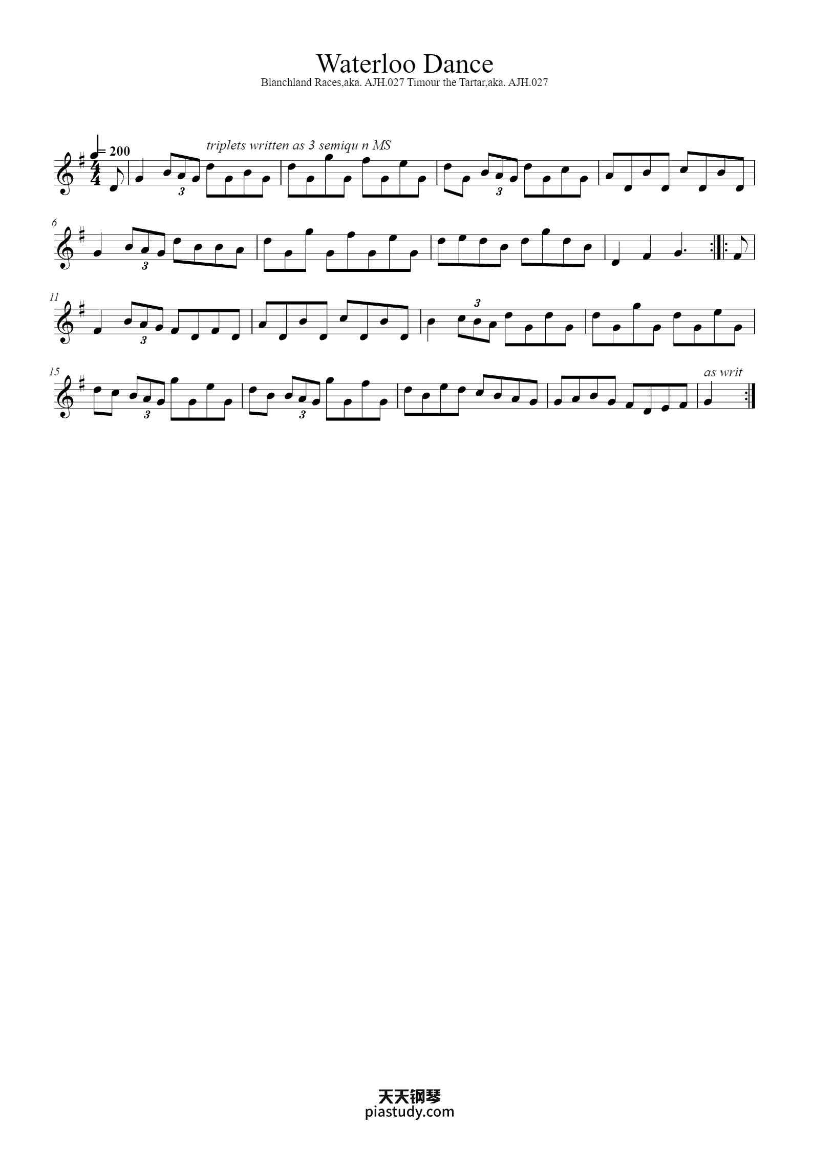 Waterloo Dance钢琴谱 - Savannah Lane - free piano sheet music - PiaNoproblem