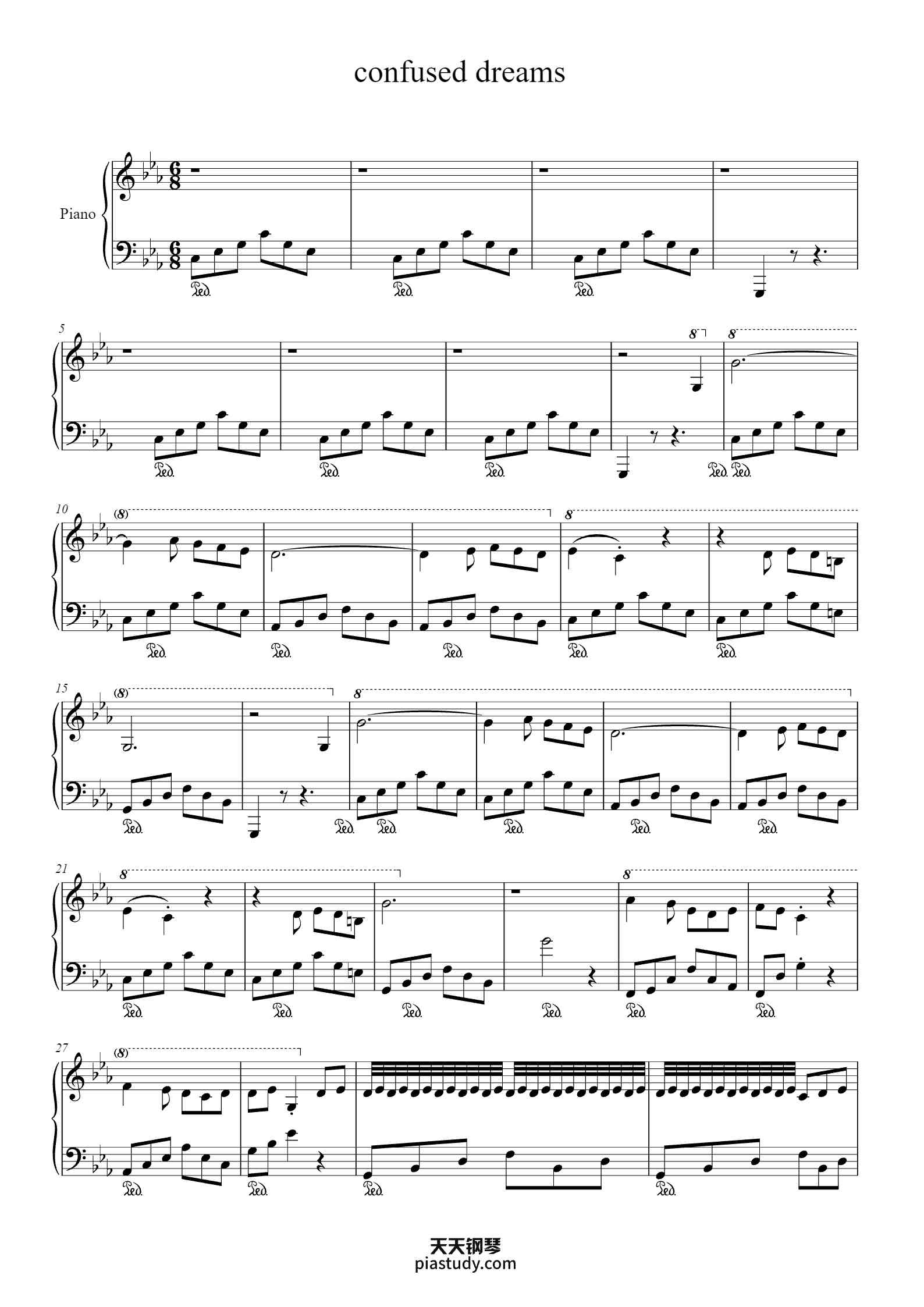 'confused dreams' - Piano Sheet Music By ME是哥斯拉 | TOPiano