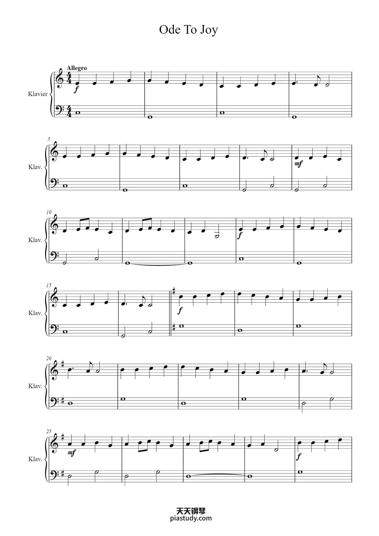 Symphony No. 9 in D Minor, Op. 125 "Choral": IV. Ode to Joy钢琴谱 - Ludwig ...