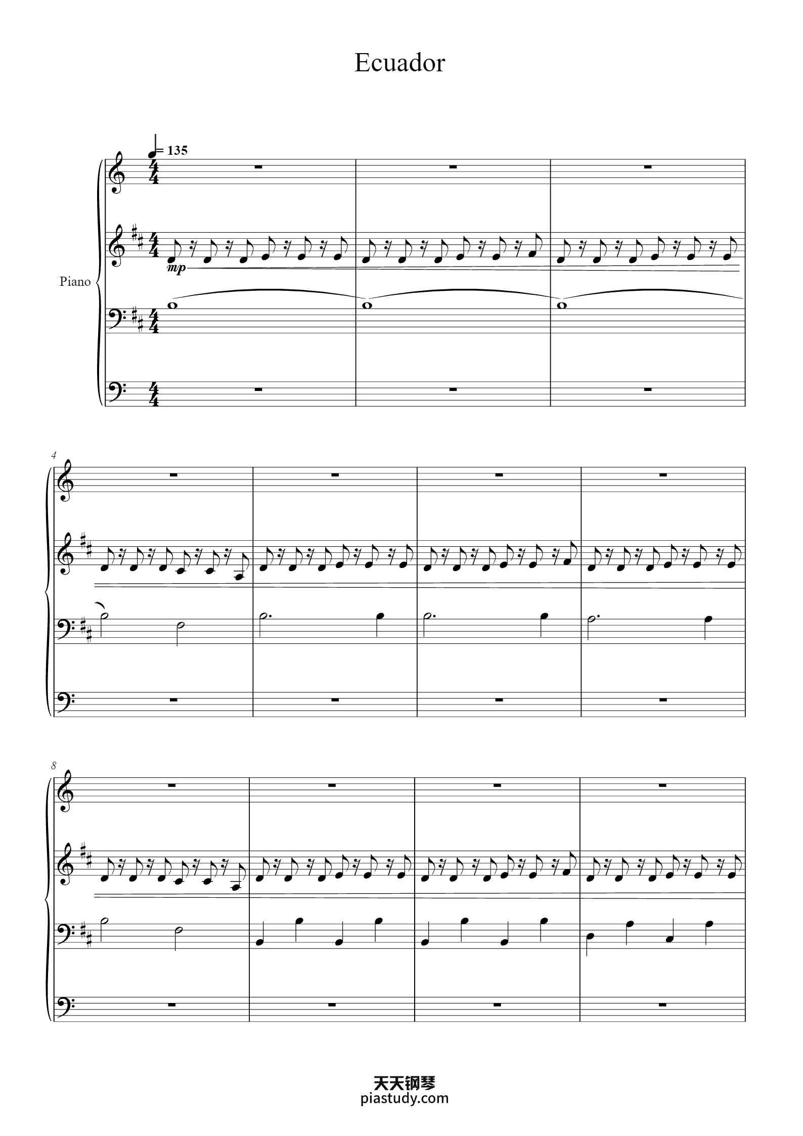 'Ecuador' - Piano Sheet Music By Sash | TOPiano