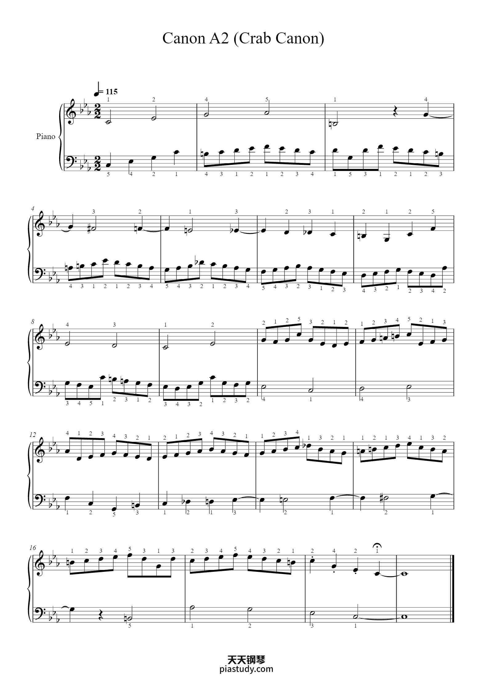 'Canon A2 (Crab Canon) from Musical Offering for Piano Solo' - Piano ...