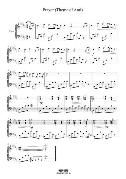 'Prayer (Theme of Ami)' - Piano Sheet Music By Ragene Syltia | TOPiano