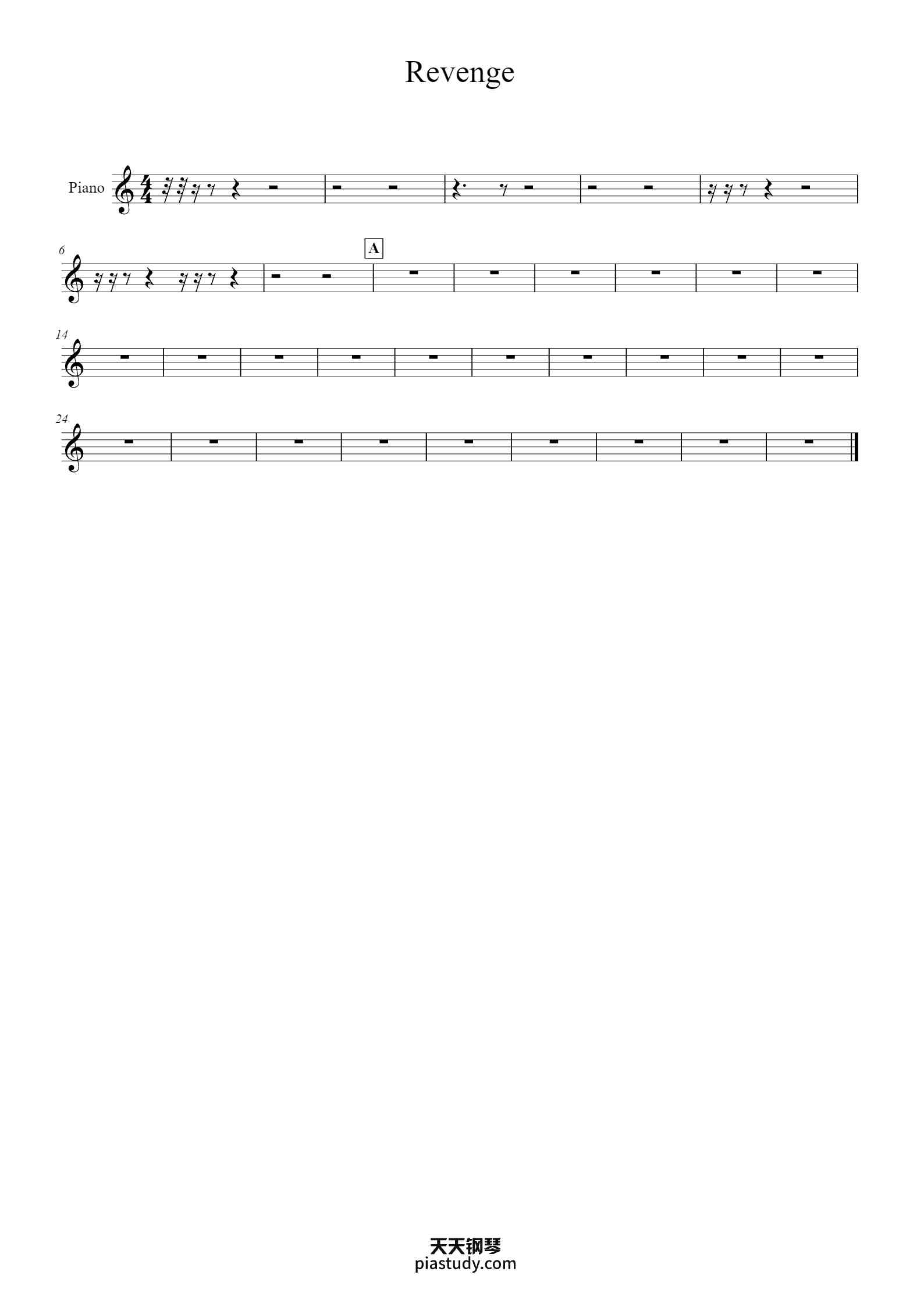 Revenge钢琴谱 - Glaneil - free piano sheet music - PiaNoproblem