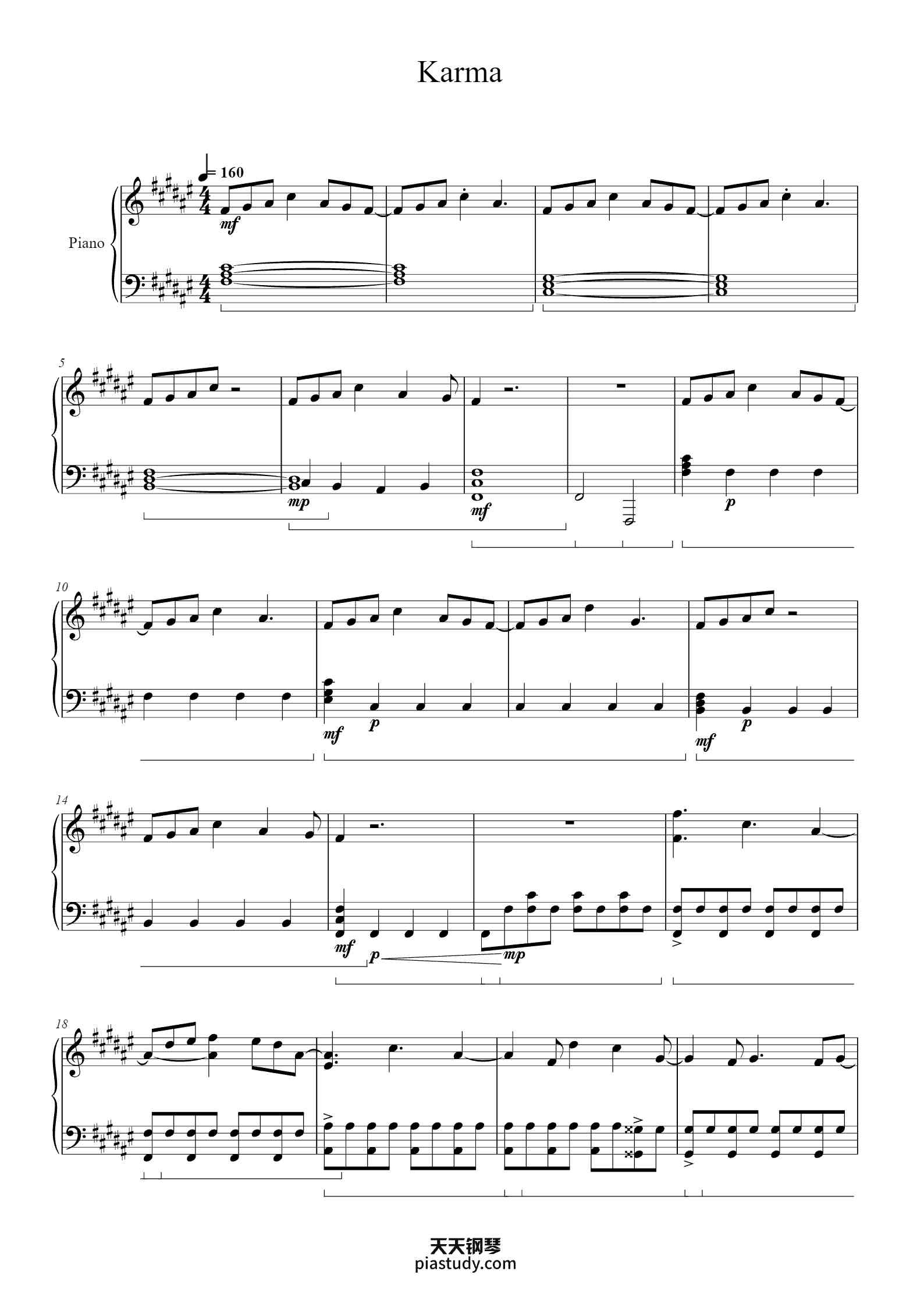 'Karma' - Piano Sheet Music By Auwolf | TOPiano