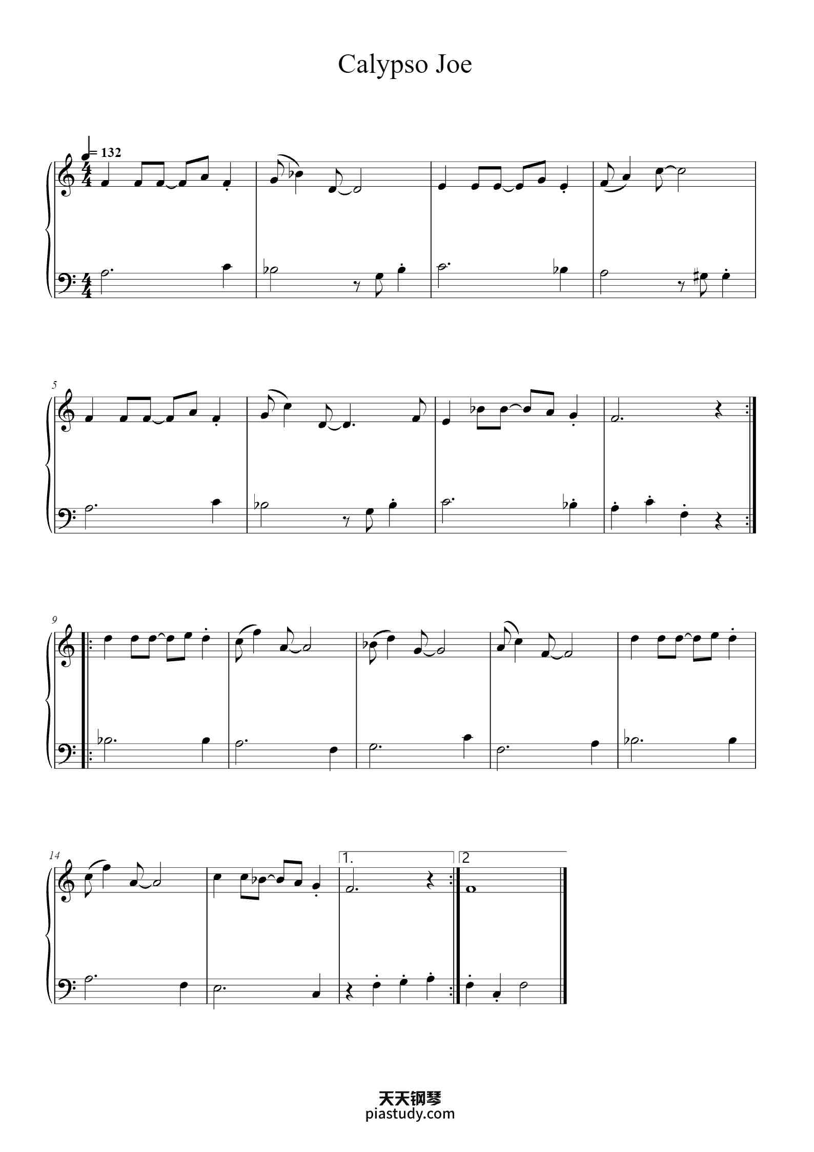 Calypso Joe钢琴谱 - Stephen Duro - free piano sheet music - PiaNoproblem