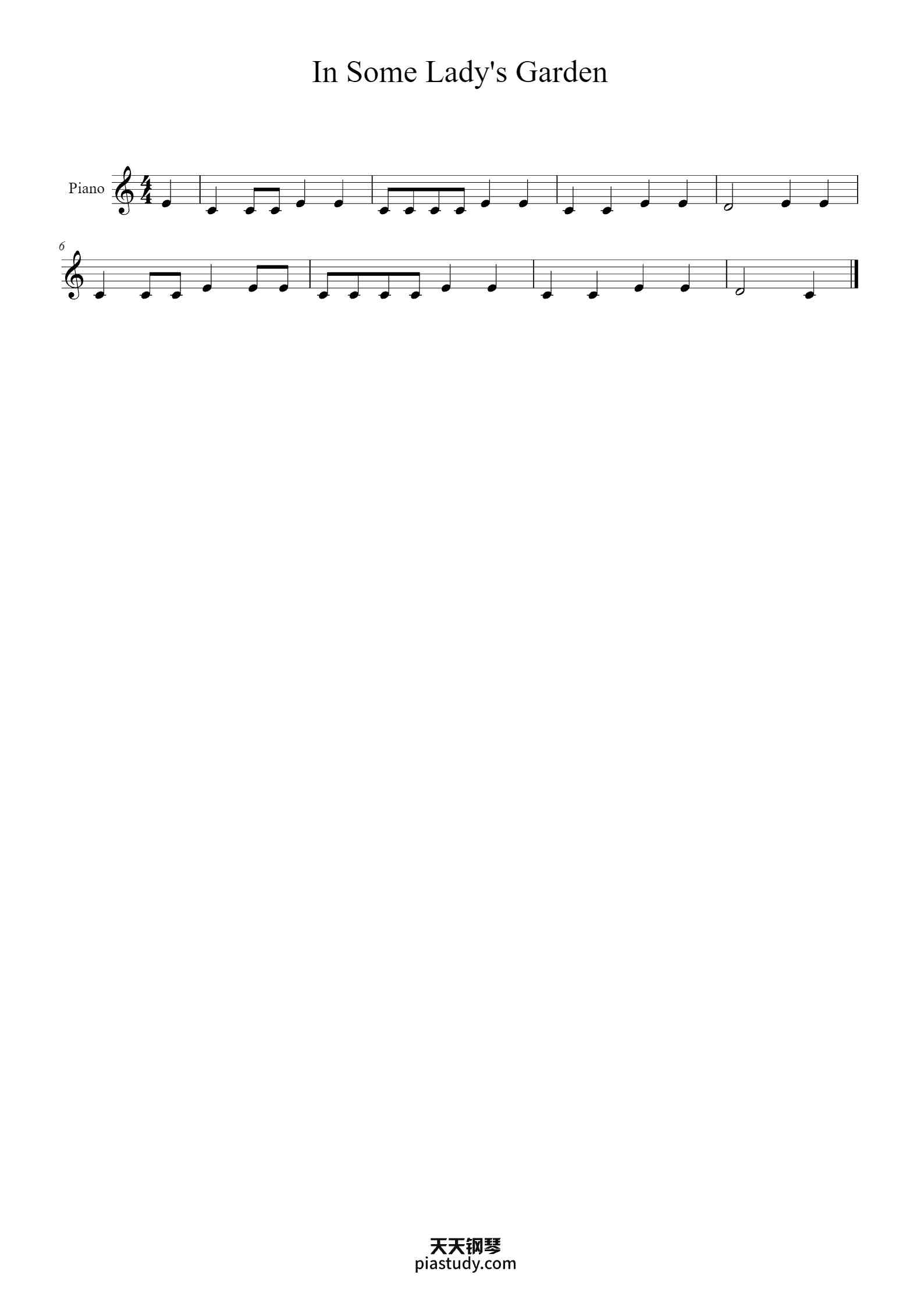In Some Lady's Garden钢琴谱 - Folk Song - free piano sheet music ...