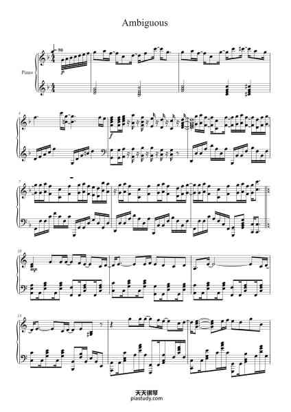 'Ambiguous' - Piano Sheet Music By 田馥甄 | TOPiano