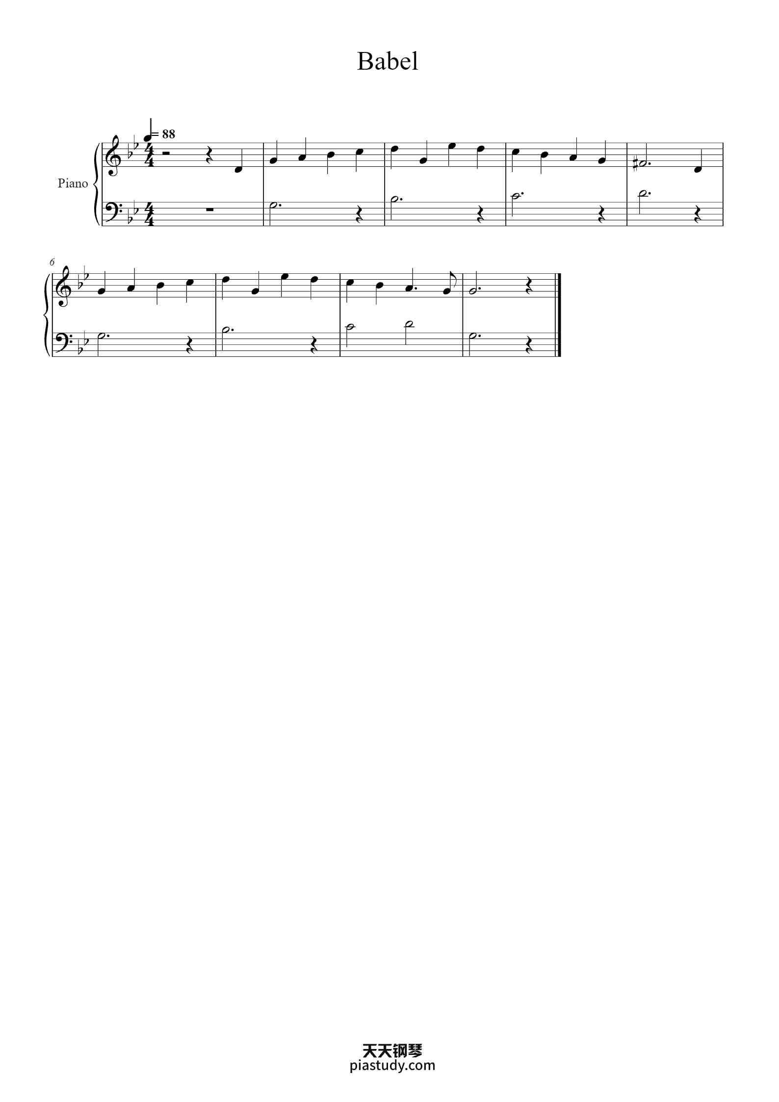 Babel钢琴谱 - - free piano sheet music - PiaNoproblem