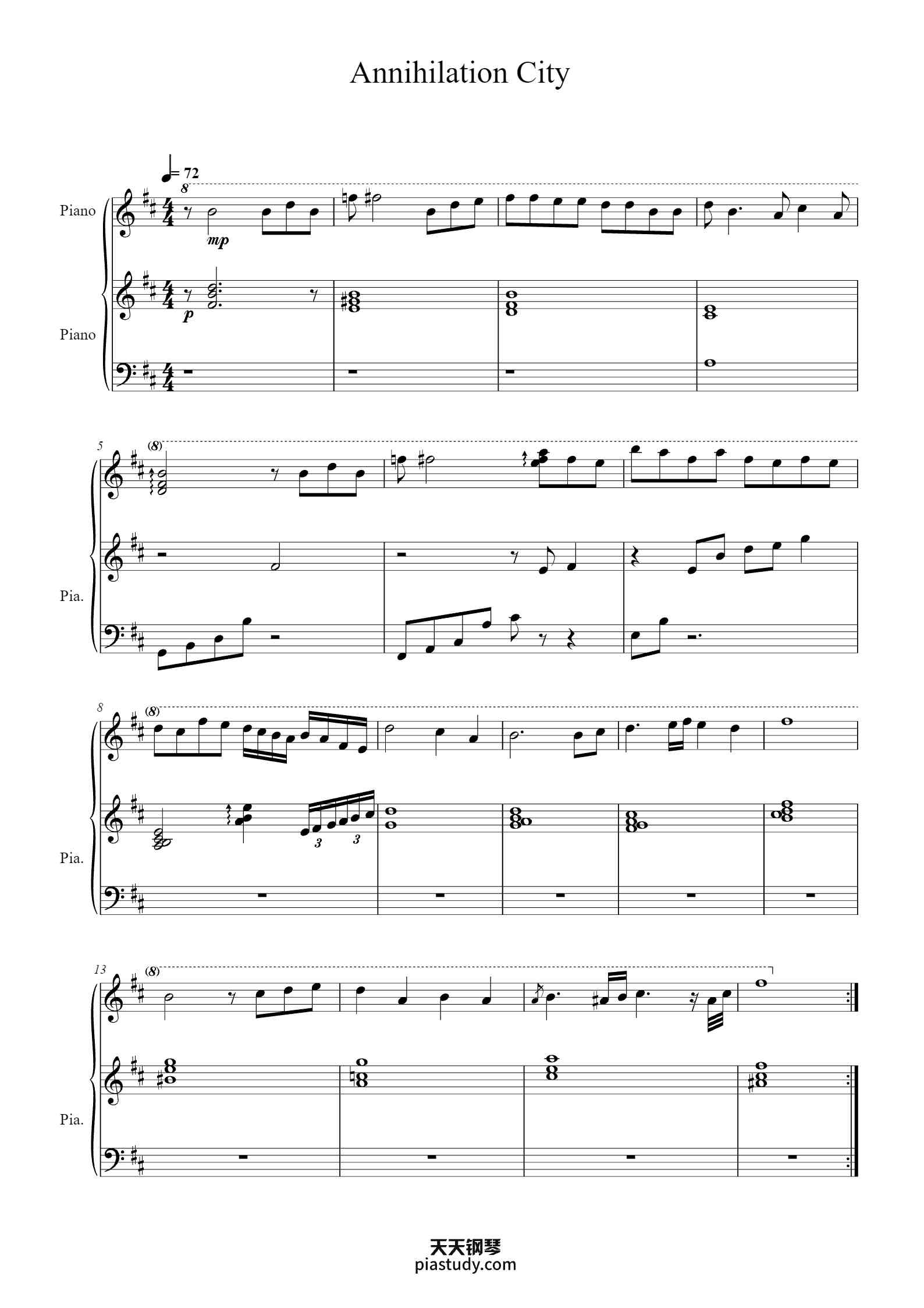 'Annihilation City' - Piano Sheet Music By PONOS (+) | TOPiano