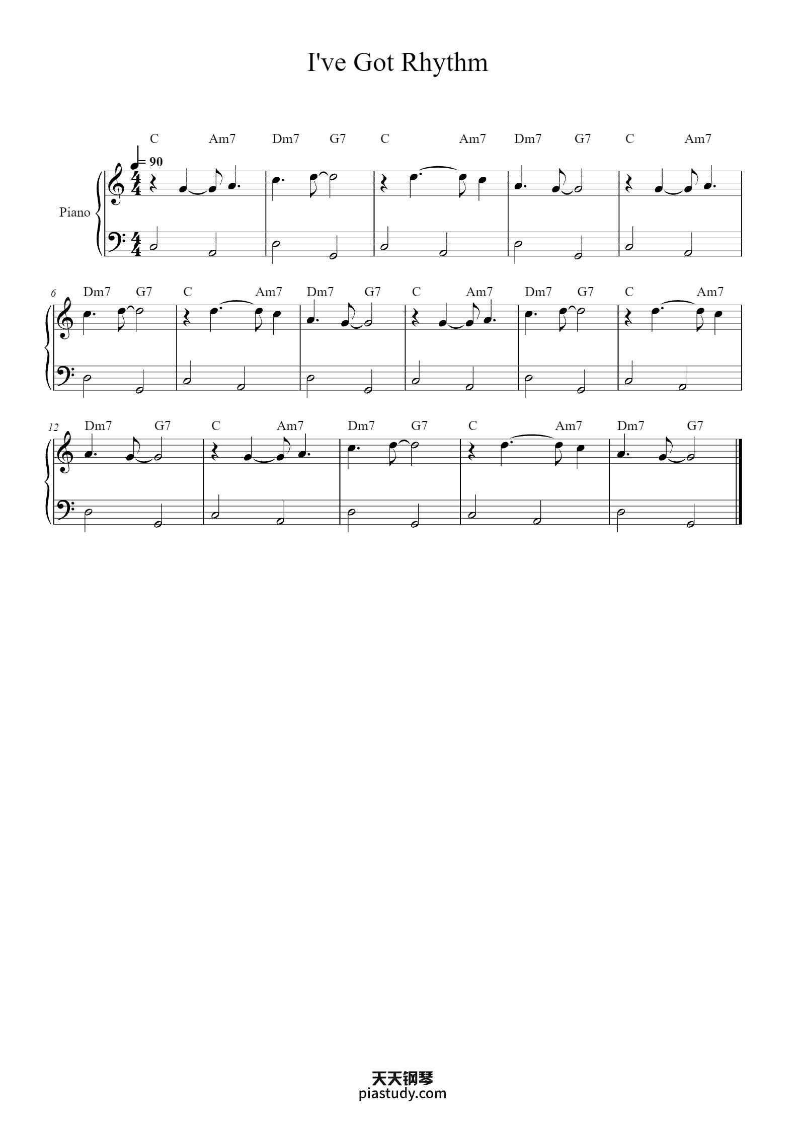 I've Got Rhythm钢琴谱 - Arr: S. DiCesare - free piano sheet music ...