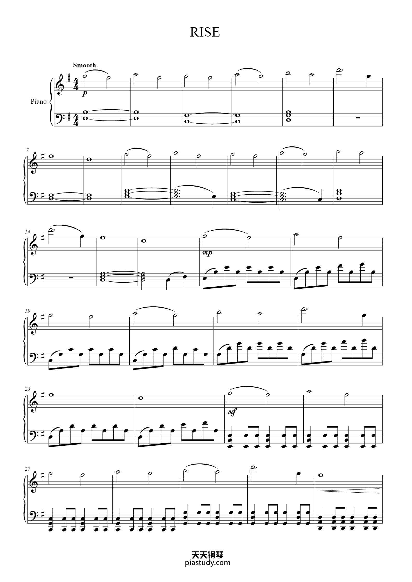 'RISE' - Piano Sheet Music By The Glitch Mob | TOPiano
