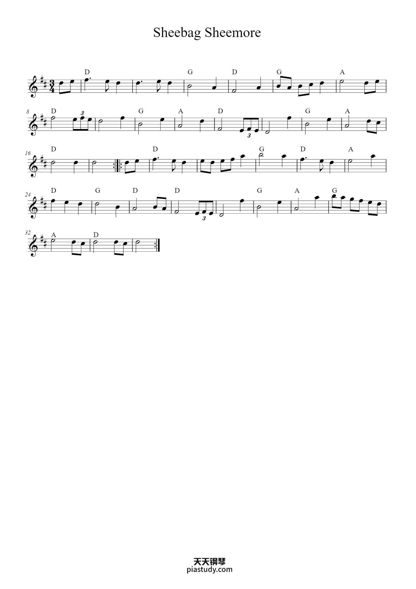 Sheebag Sheemore钢琴谱 - O'Carolan - free piano sheet music - PiaNoproblem