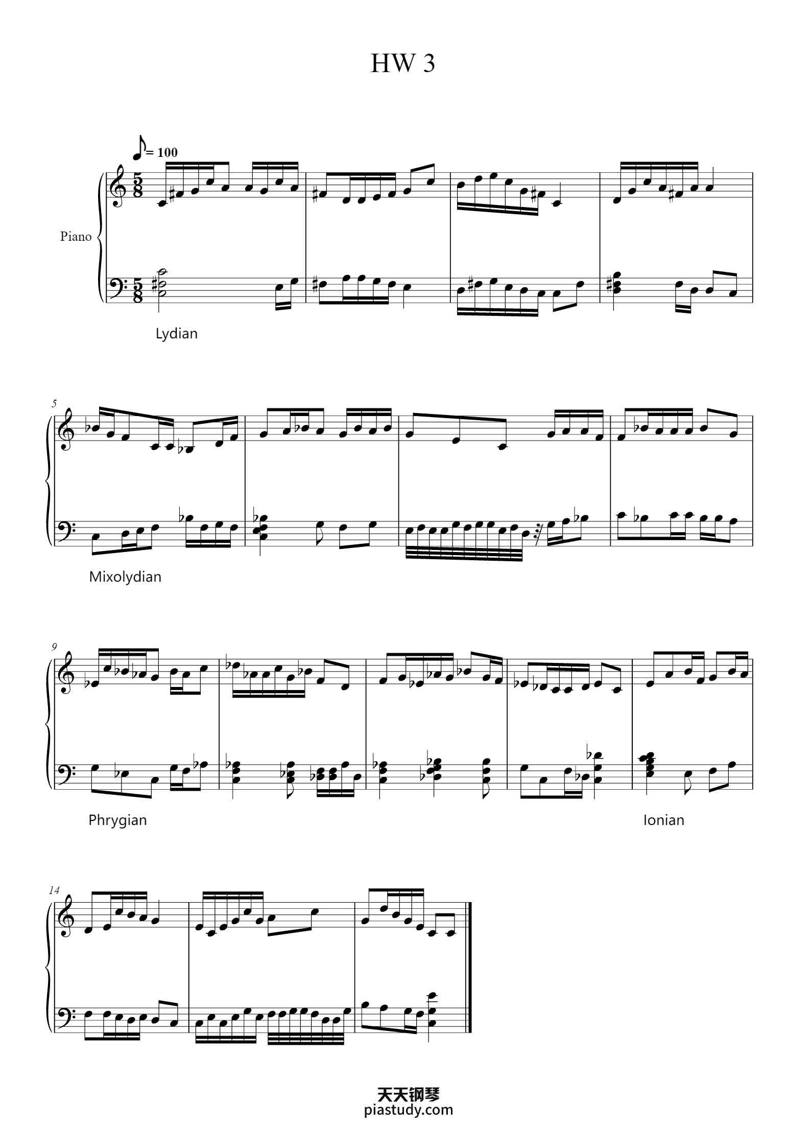 'HW 3' - Piano Sheet Music By xxx | TOPiano