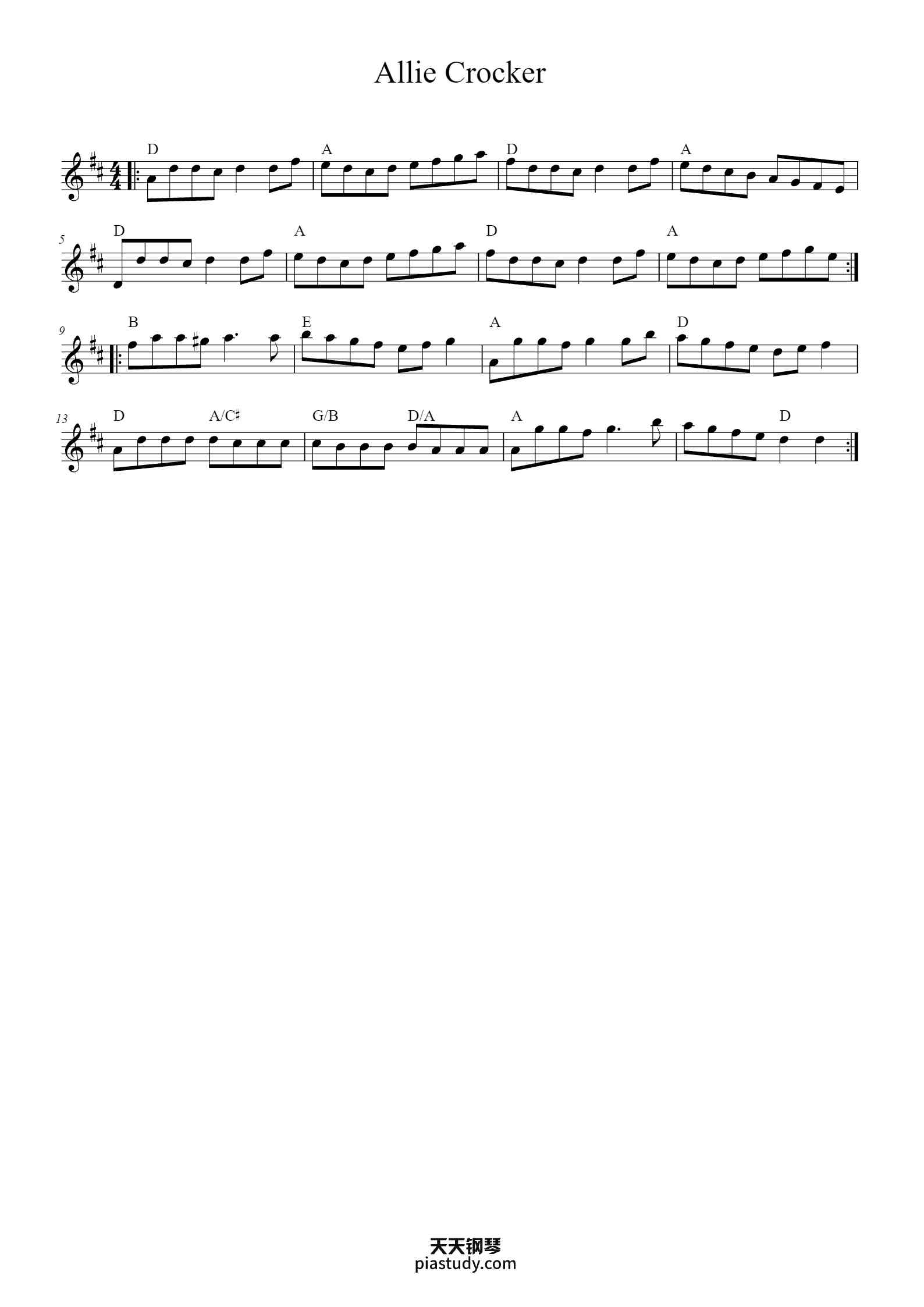 'Allie Crocker' - Piano Sheet Music By xxx | TOPiano