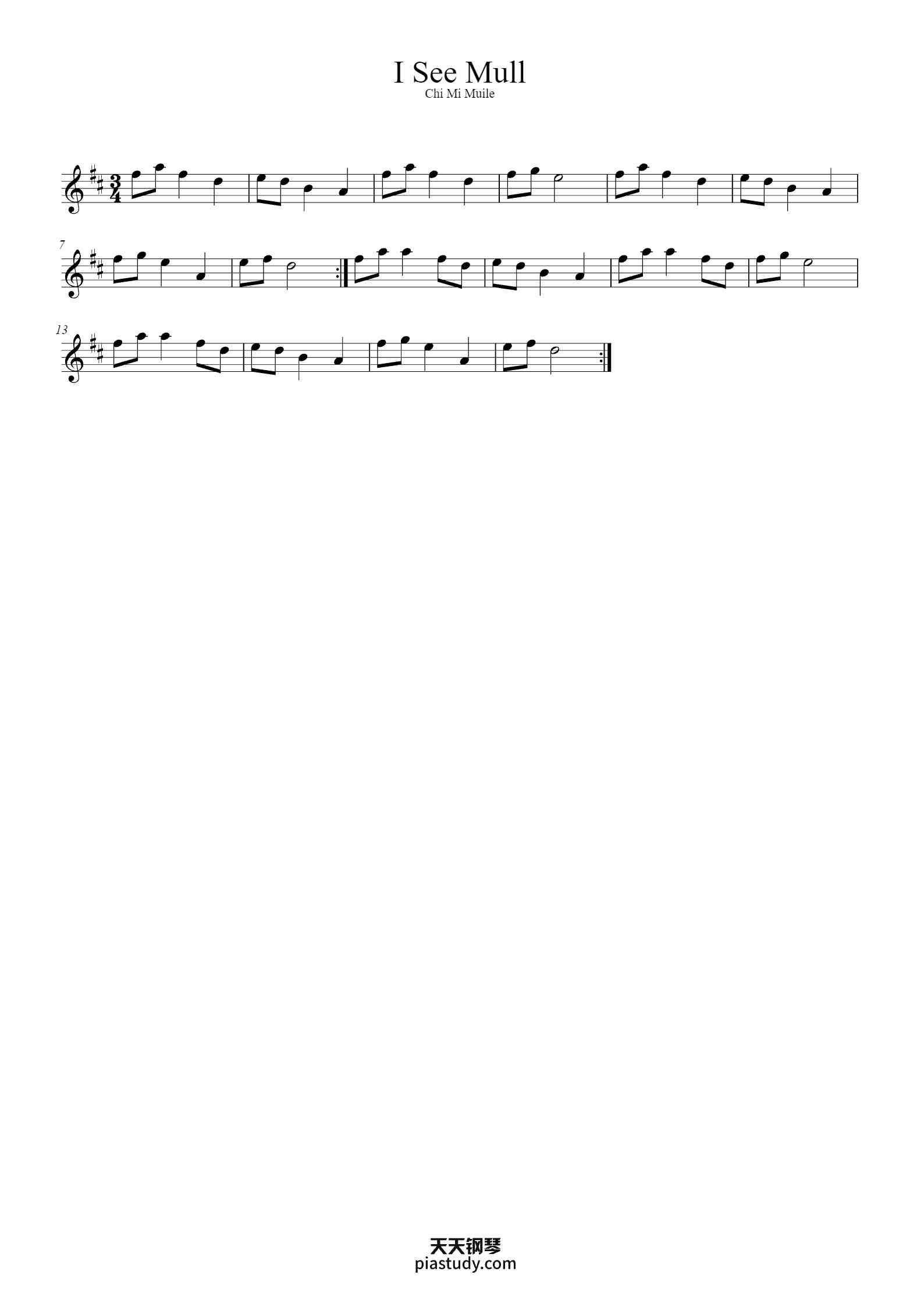 I See Mull钢琴谱 - Kristin Morton - free piano sheet music - PiaNoproblem