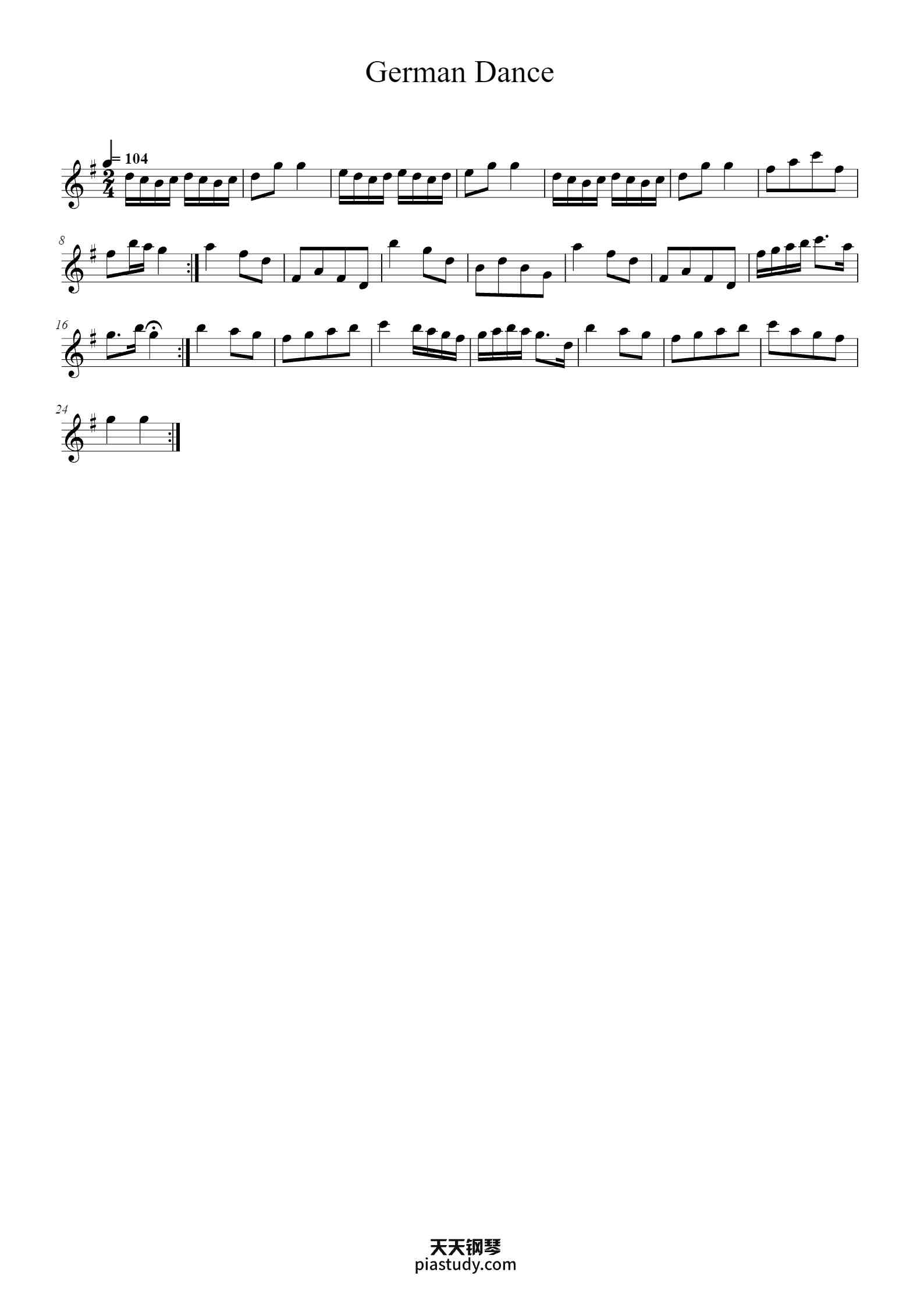German Dance钢琴谱 - Aubree Chaney - free piano sheet music - PiaNoproblem