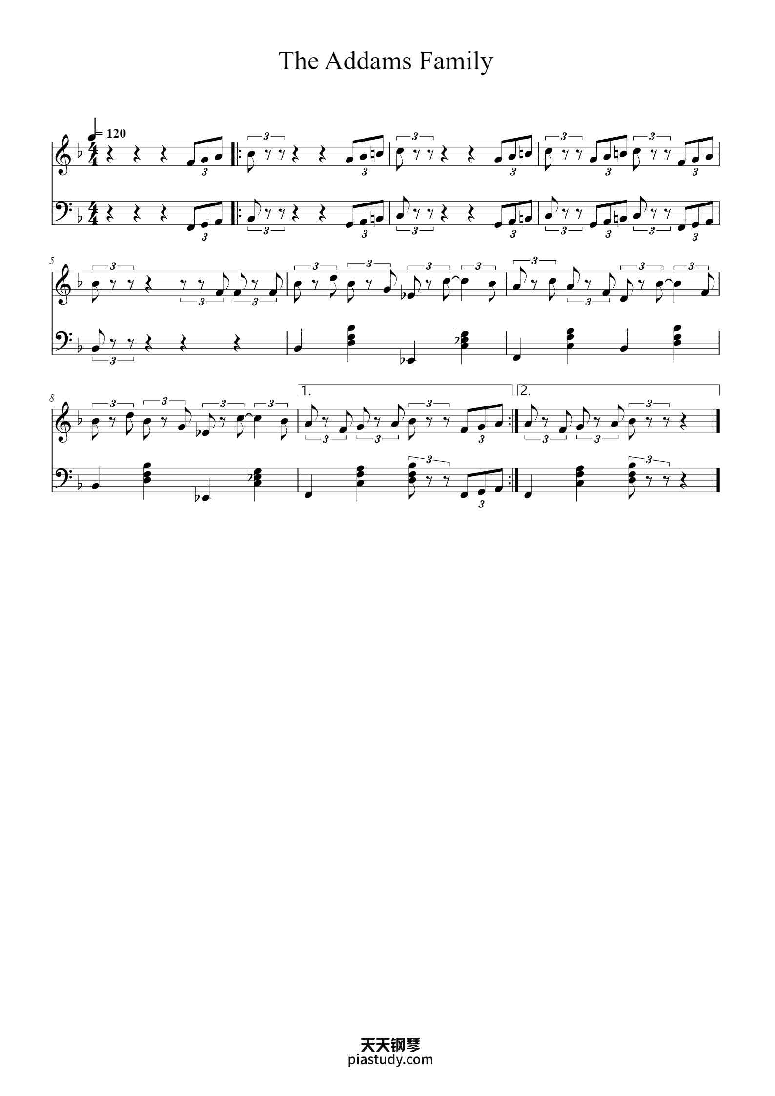 'The Addams Family' - Piano Sheet Music By Victor Mizzy, 1964 arr ...