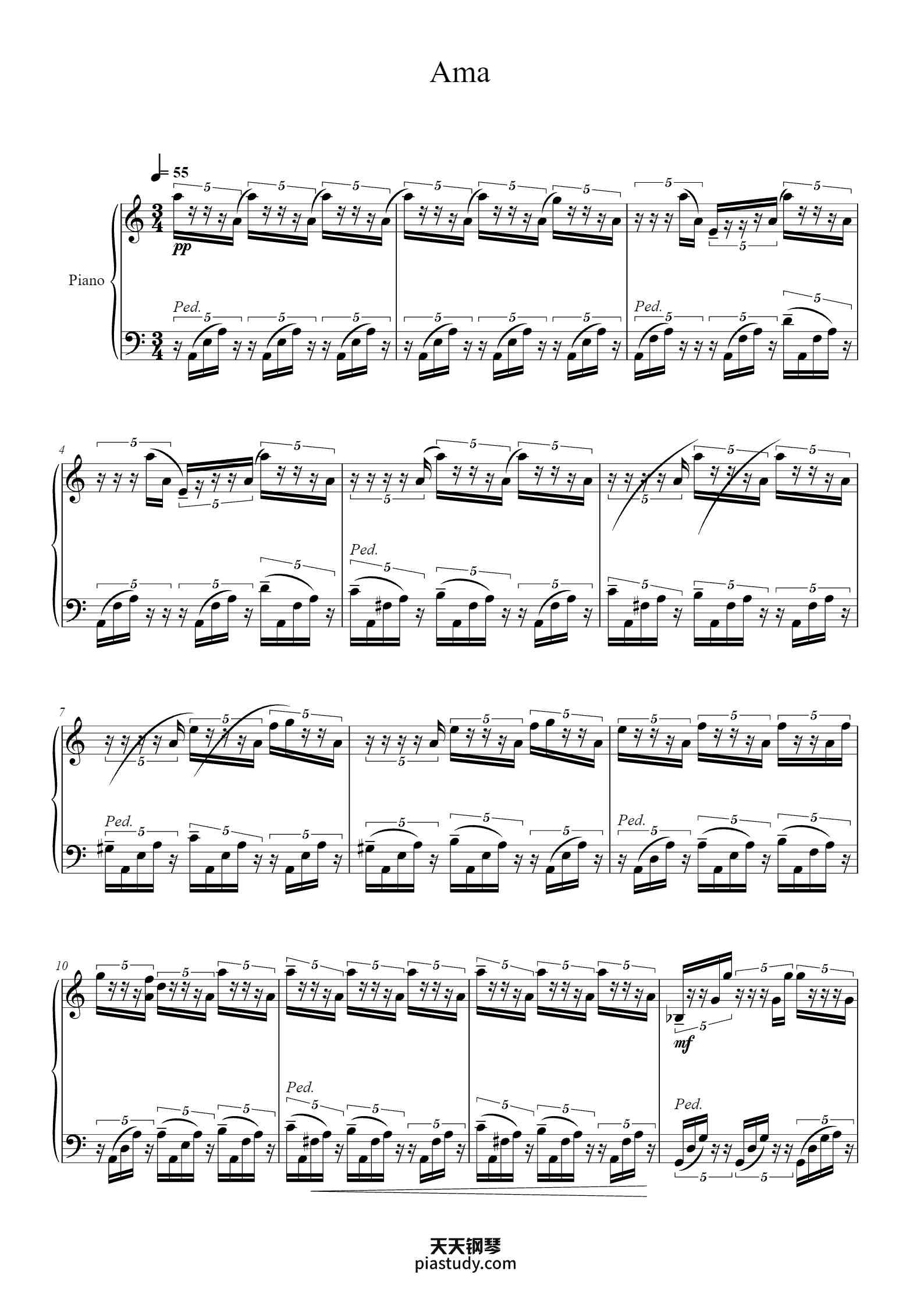 'Ama' - Piano Sheet Music By Alessandra Minetti Canu | TOPiano