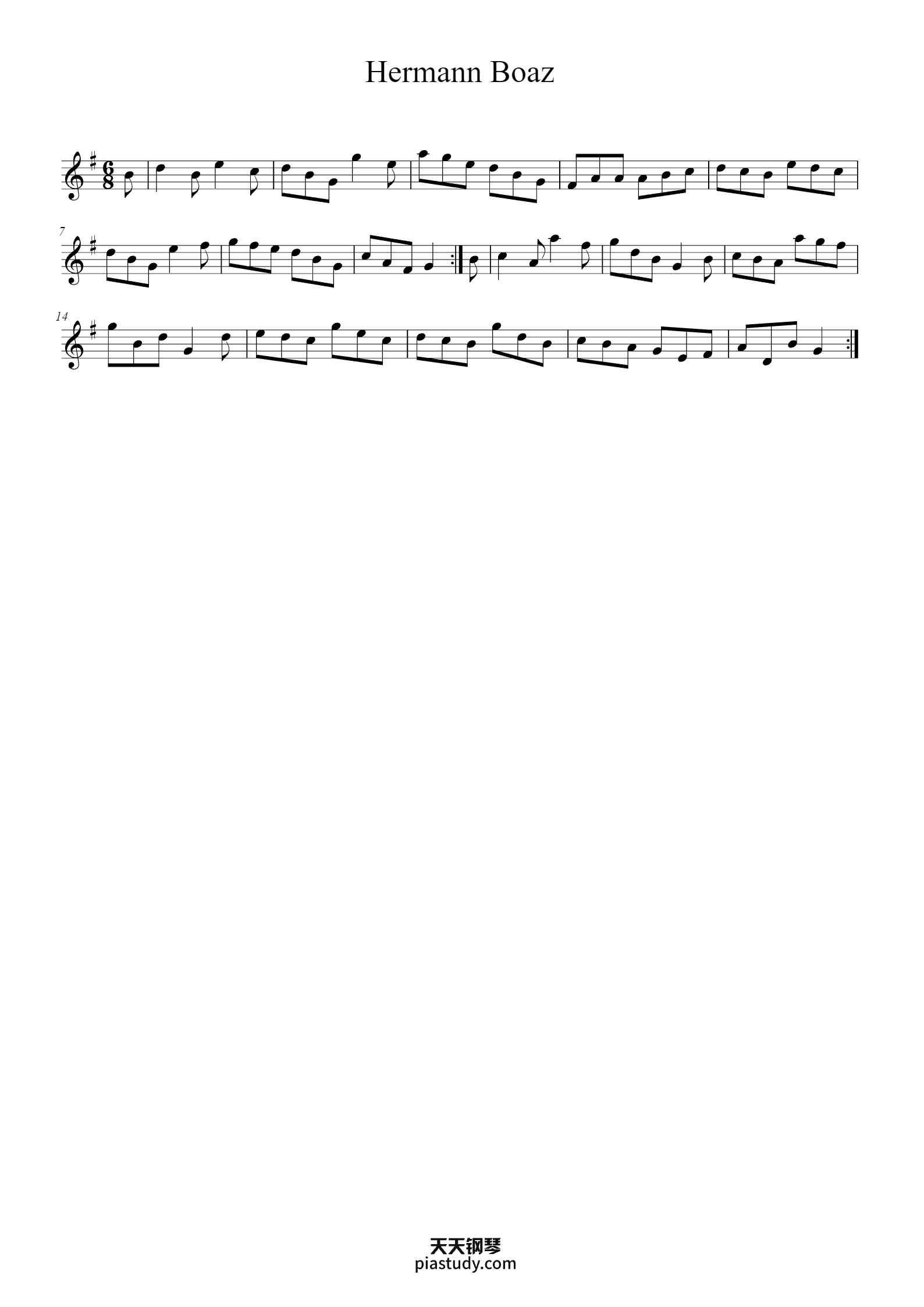 Hermann Boaz钢琴谱 - JulianChambers - free piano sheet music - PiaNoproblem