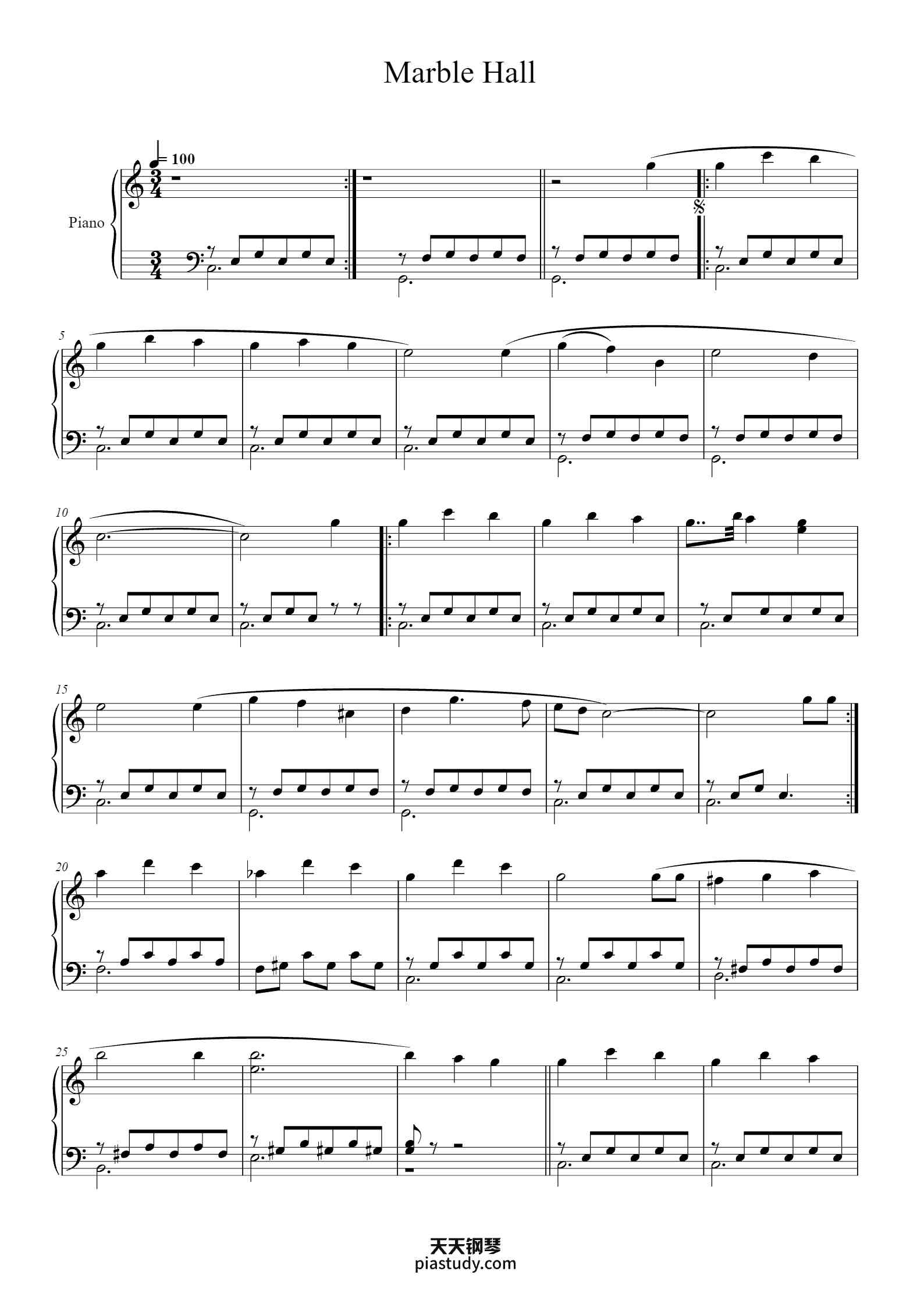 Marble Halls - Enya钢琴谱 - Enya - free piano sheet music - PiaNoproblem