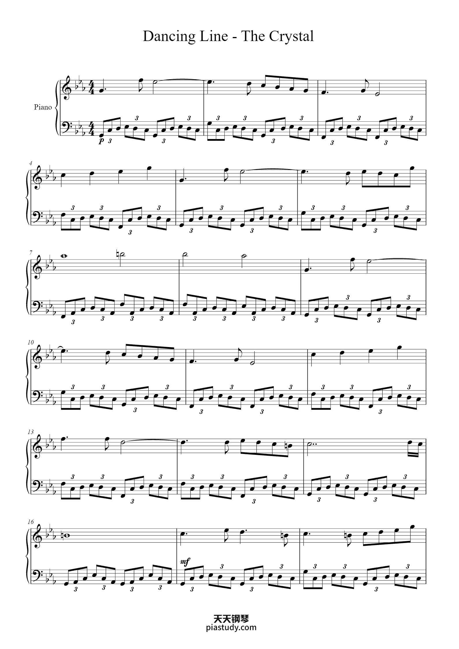 Dancing Line - The Crystal钢琴谱 - Dancing Line - free piano sheet music ...