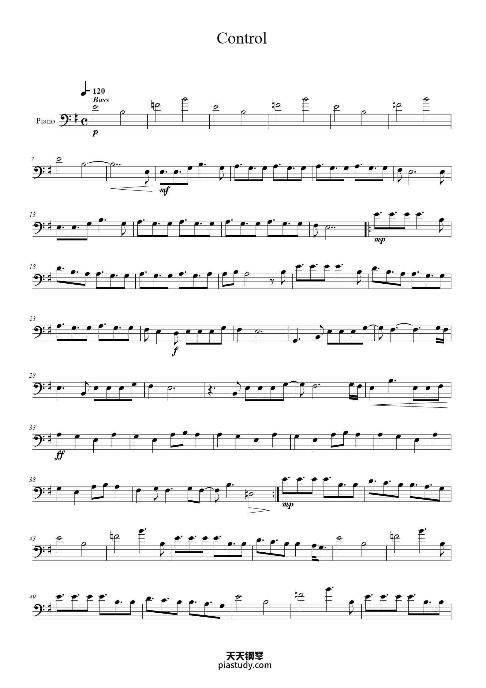 'Control' - Piano Sheet Music By Halsey Arr. Audrey Anne Desjardins Arr ...