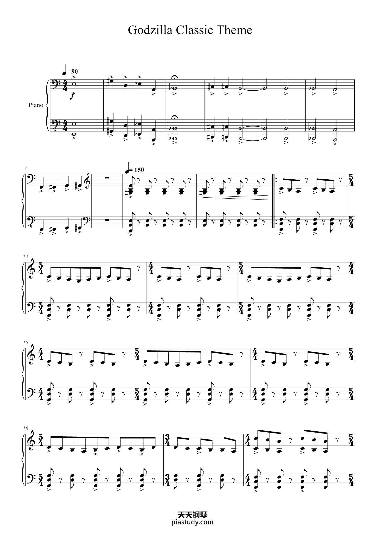 'Godzilla Classic Theme' - Piano Sheet Music By Akira Ifukube | TOPiano