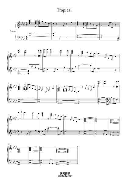 'Tropical' - Piano Sheet Music By SL | TOPiano