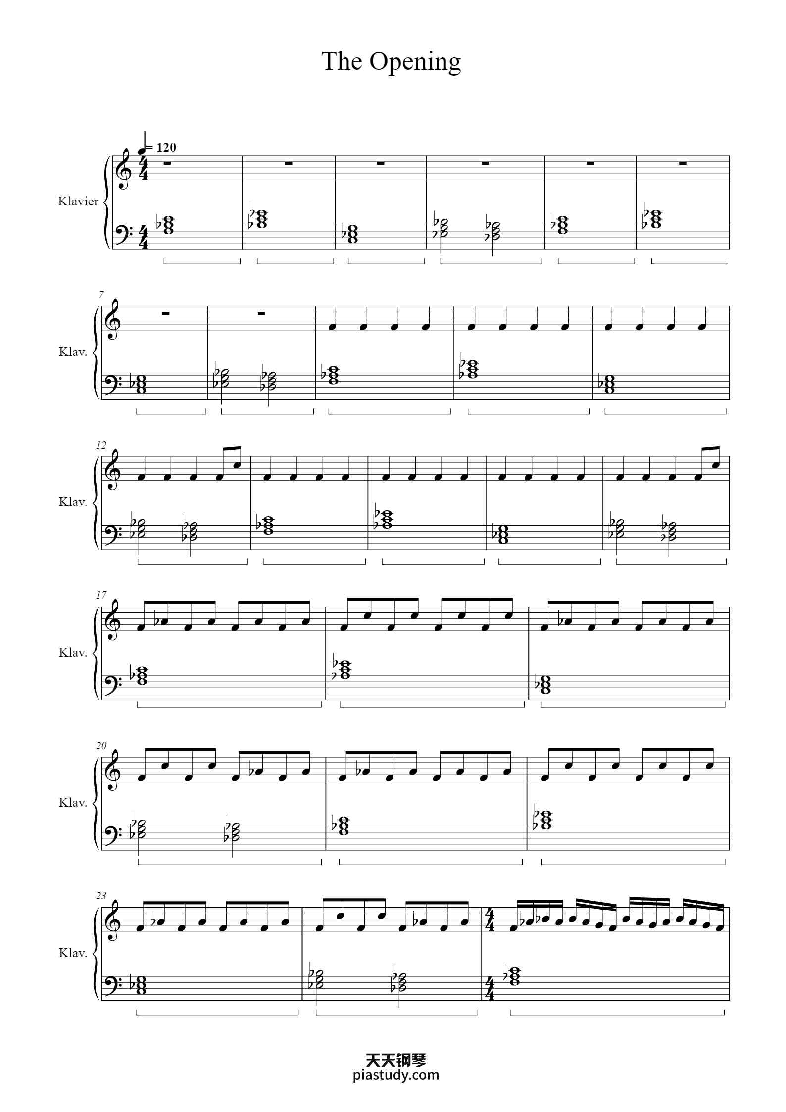 The Opening钢琴谱 - Jonathan Freund - free piano sheet music - PiaNoproblem
