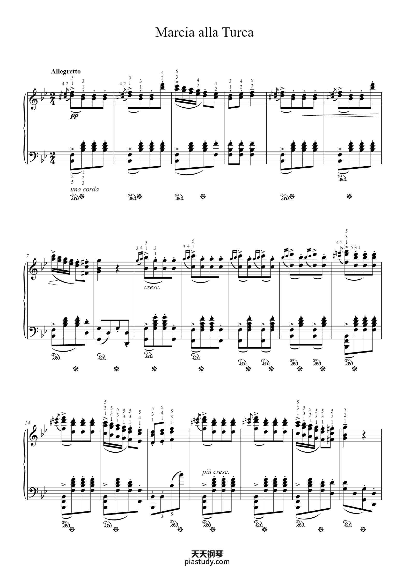 Marcia alla Turca钢琴谱 - Ludwig van Beethoven - free piano sheet music ...
