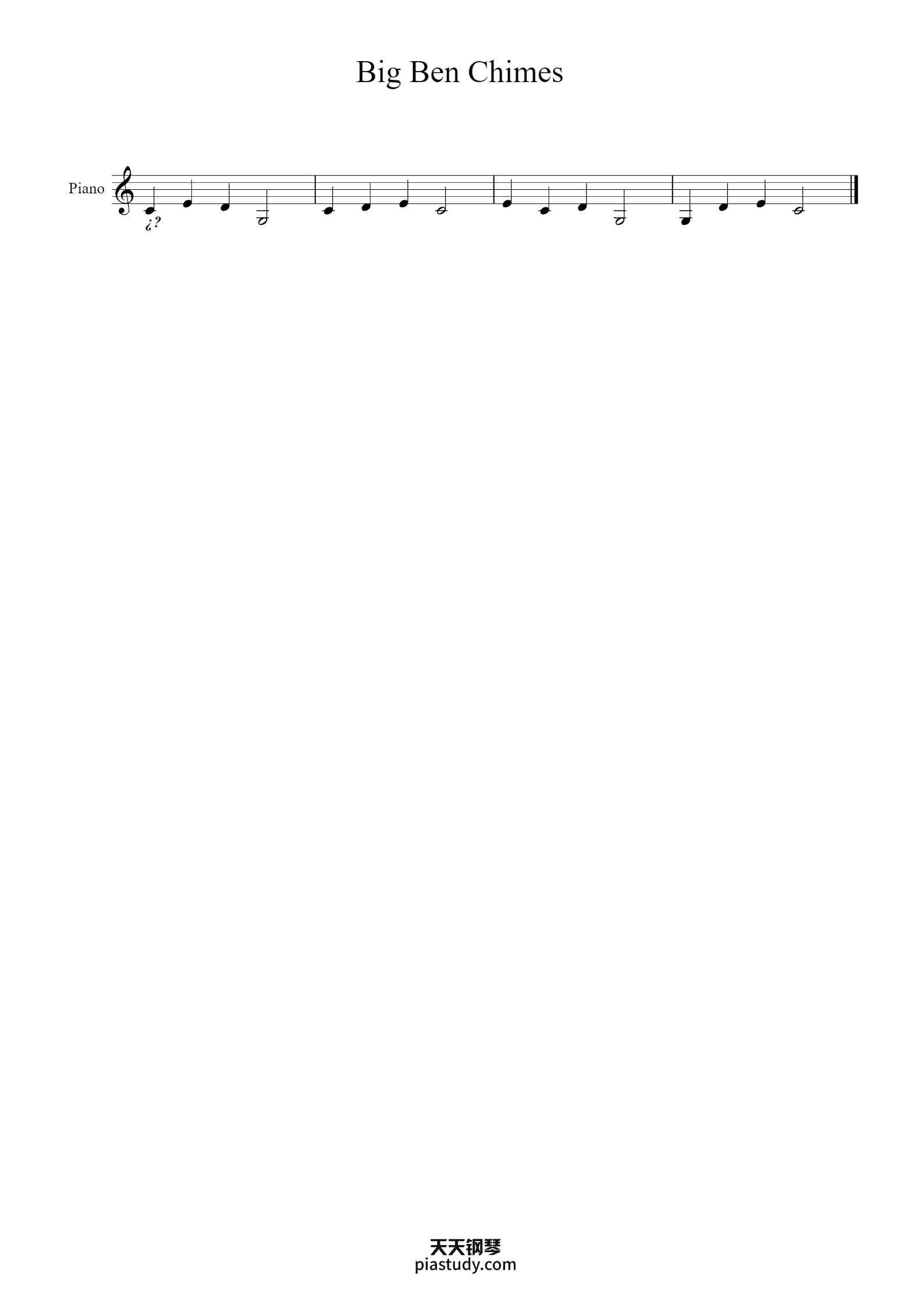 'Big Ben Chimes' - Piano Sheet Music By Composer | TOPiano
