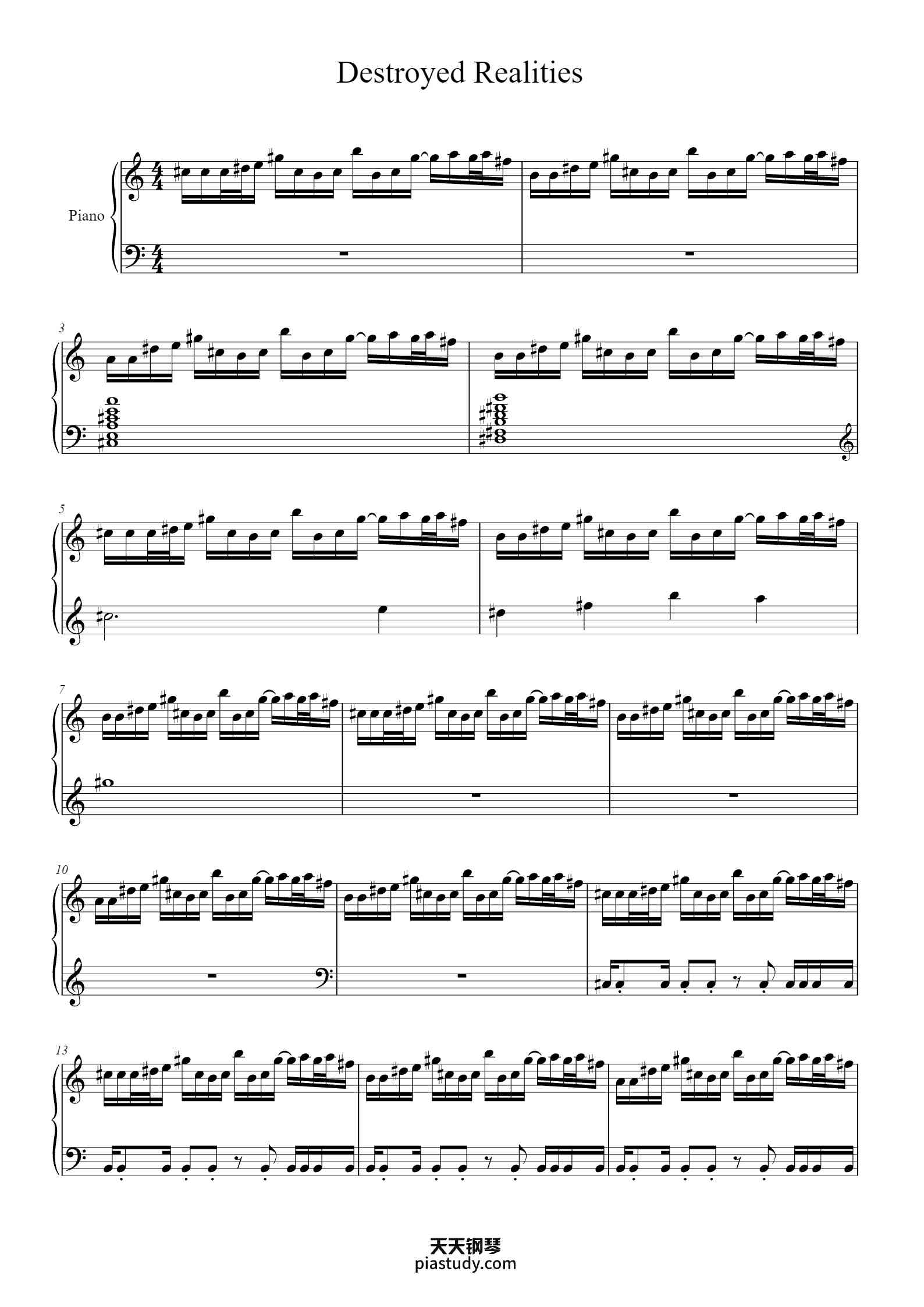 'Destroyed Realities' - Piano Sheet Music By Misc tunes | TOPiano