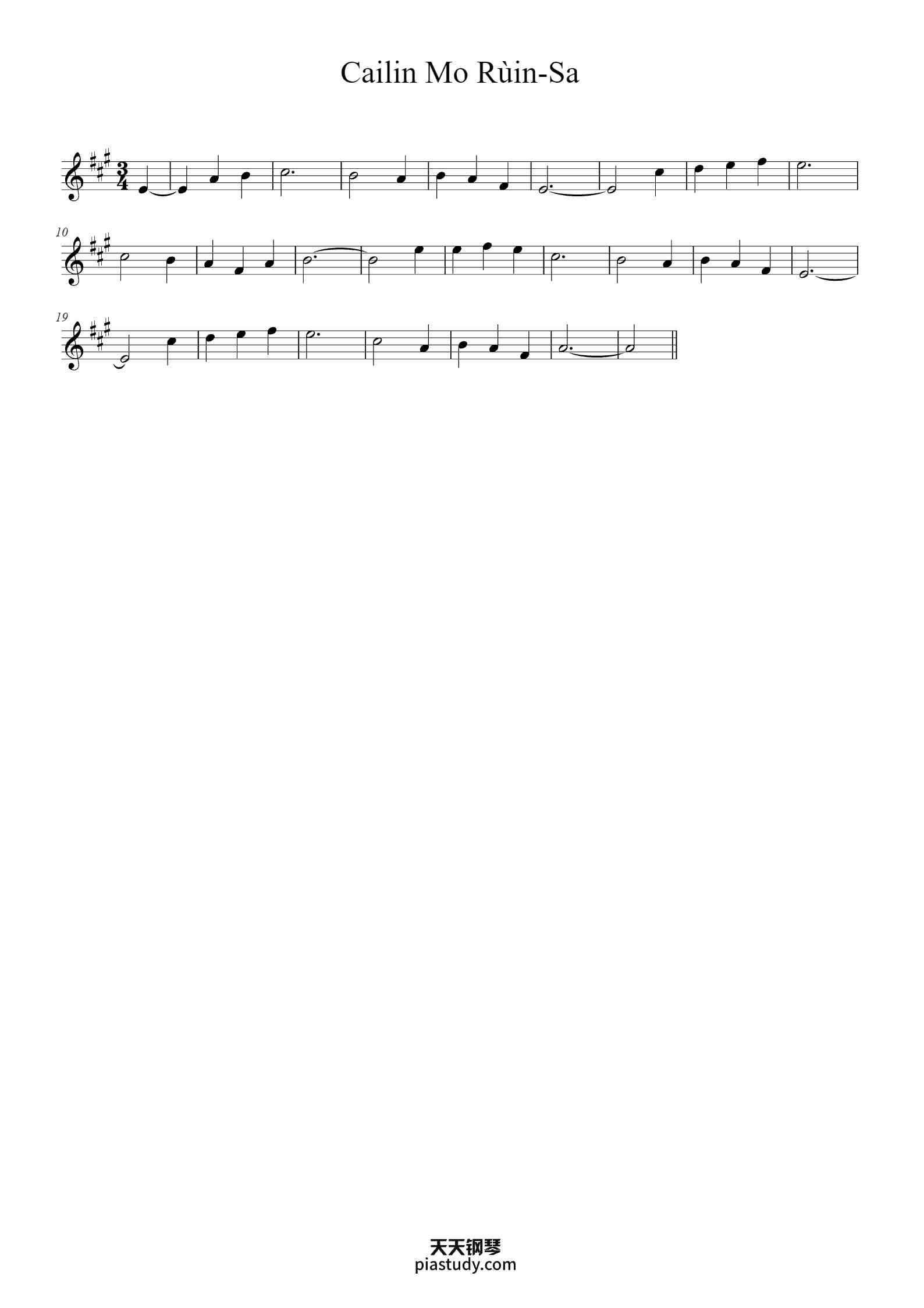 Cailin Mo Rùin-Sa钢琴谱 - - free piano sheet music - PiaNoproblem