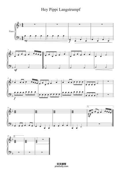 'Hey Pippi Langstrumpf' - Piano Sheet Music By Leifres | TOPiano