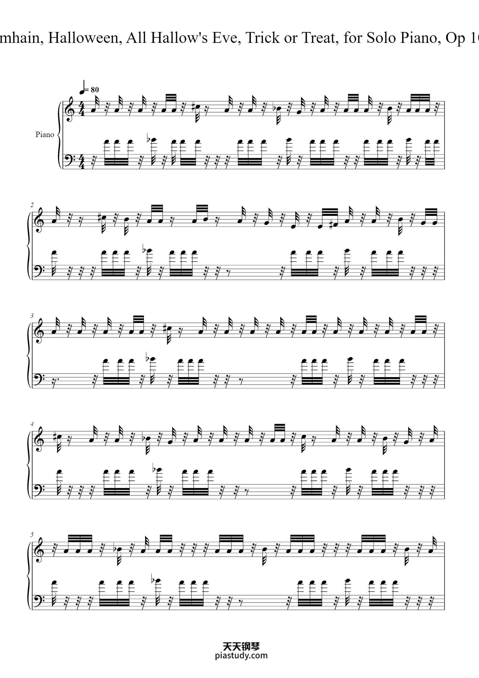 'Samhain, Halloween, All Hallow's Eve, Trick or Treat, for Solo Piano ...
