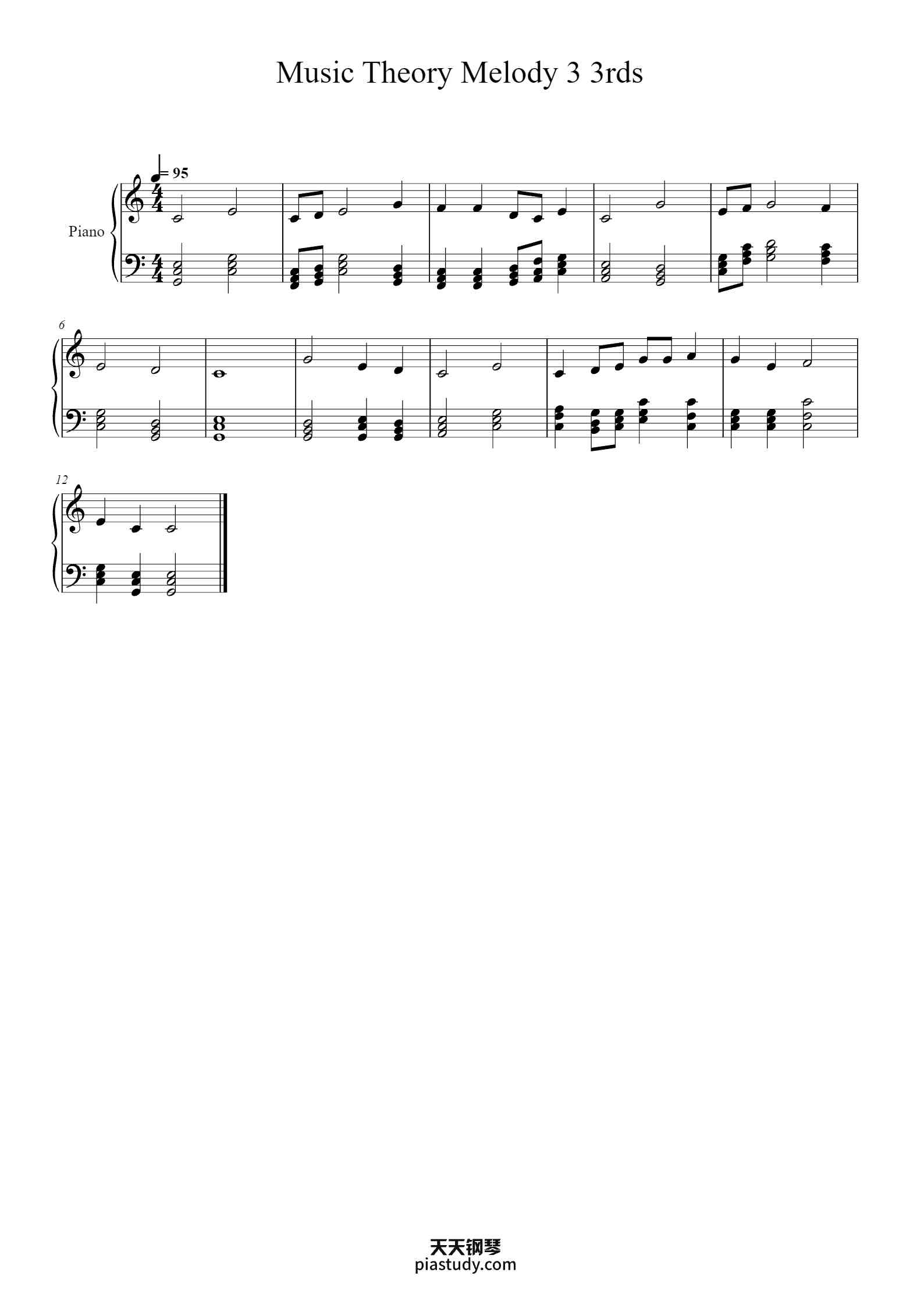 'Music Theory Melody 3 3rds' - Piano Sheet Music By Karen Martin | TOPiano