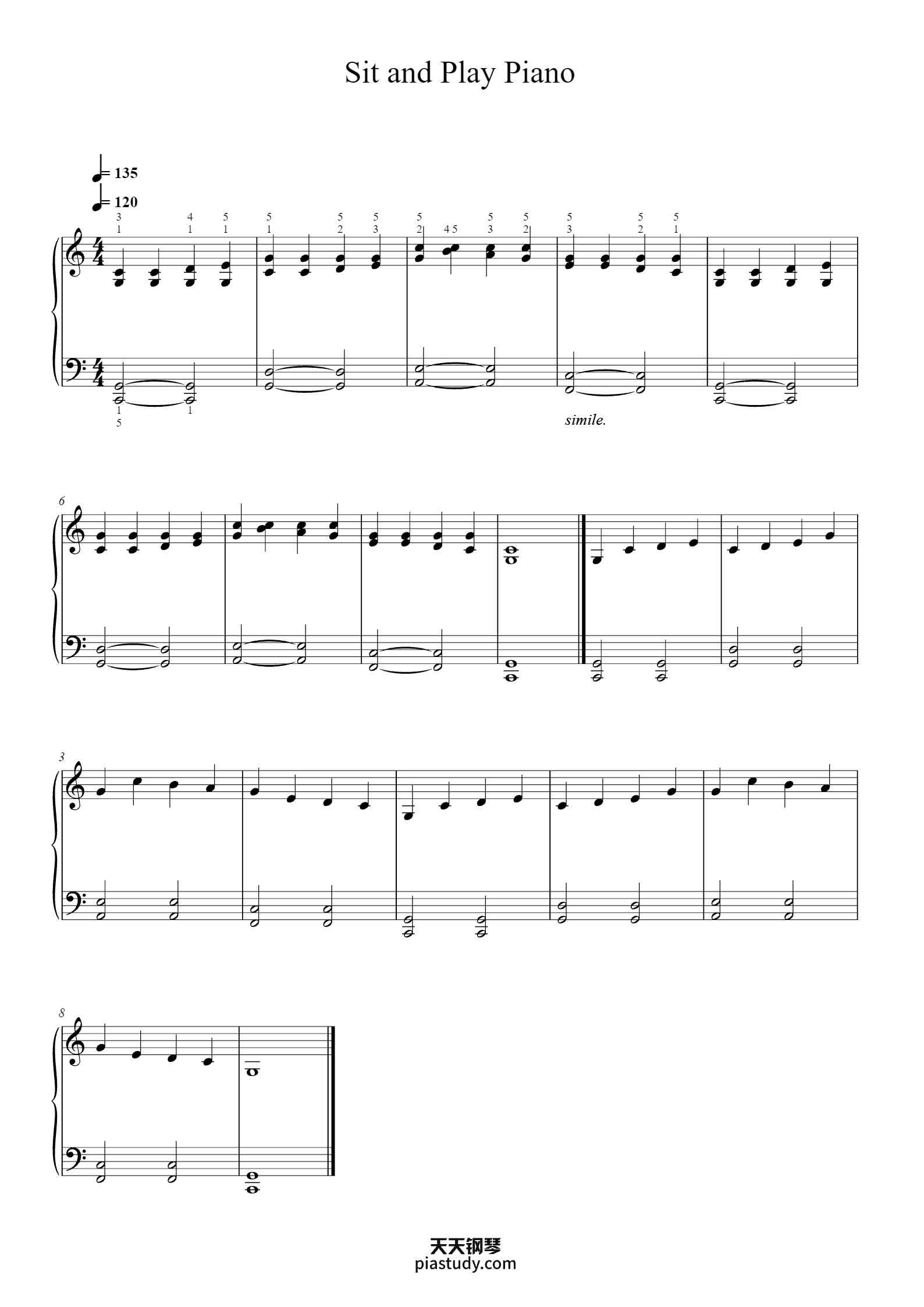 'Sit and Play Piano' - Piano Sheet Music By Josef Sykora | TOPiano