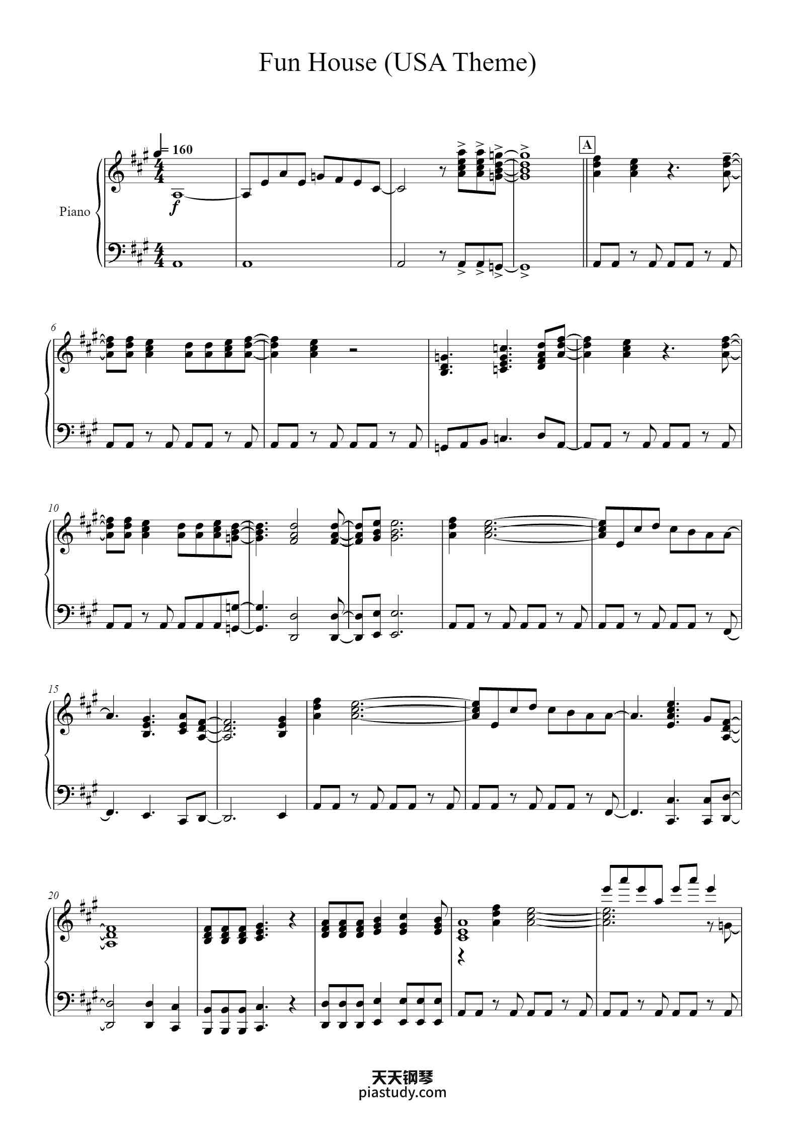 Fun House (USA Theme)钢琴谱 - Edd Kalehoff - free piano sheet music ...