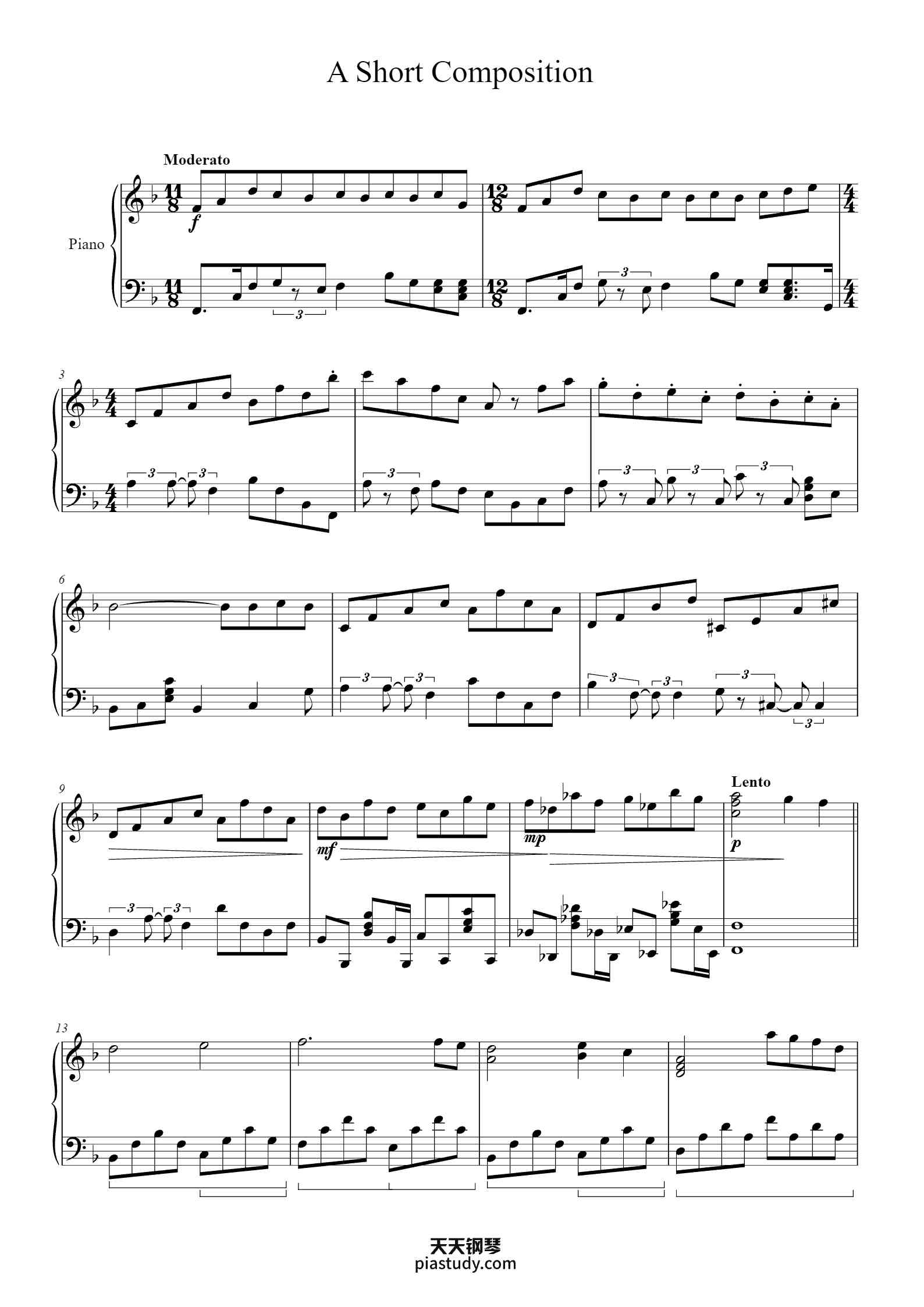 'A Short Composition' - Piano Sheet Music By Virgelio B. Murallon | TOPiano