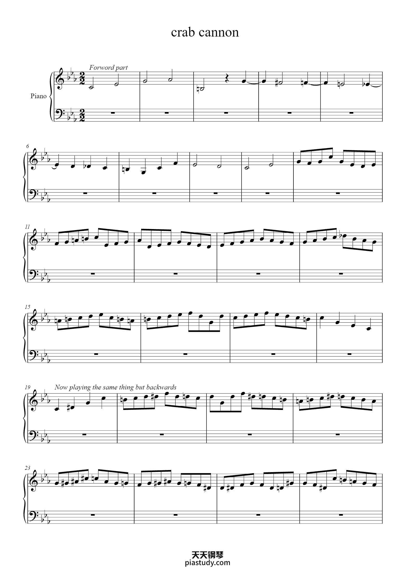 Crab Canon钢琴谱 - Johann Sebastian Bach - free piano sheet music ...
