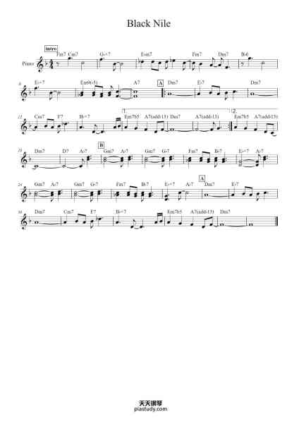 'Black Nile' - Piano Sheet Music By xxx | TOPiano